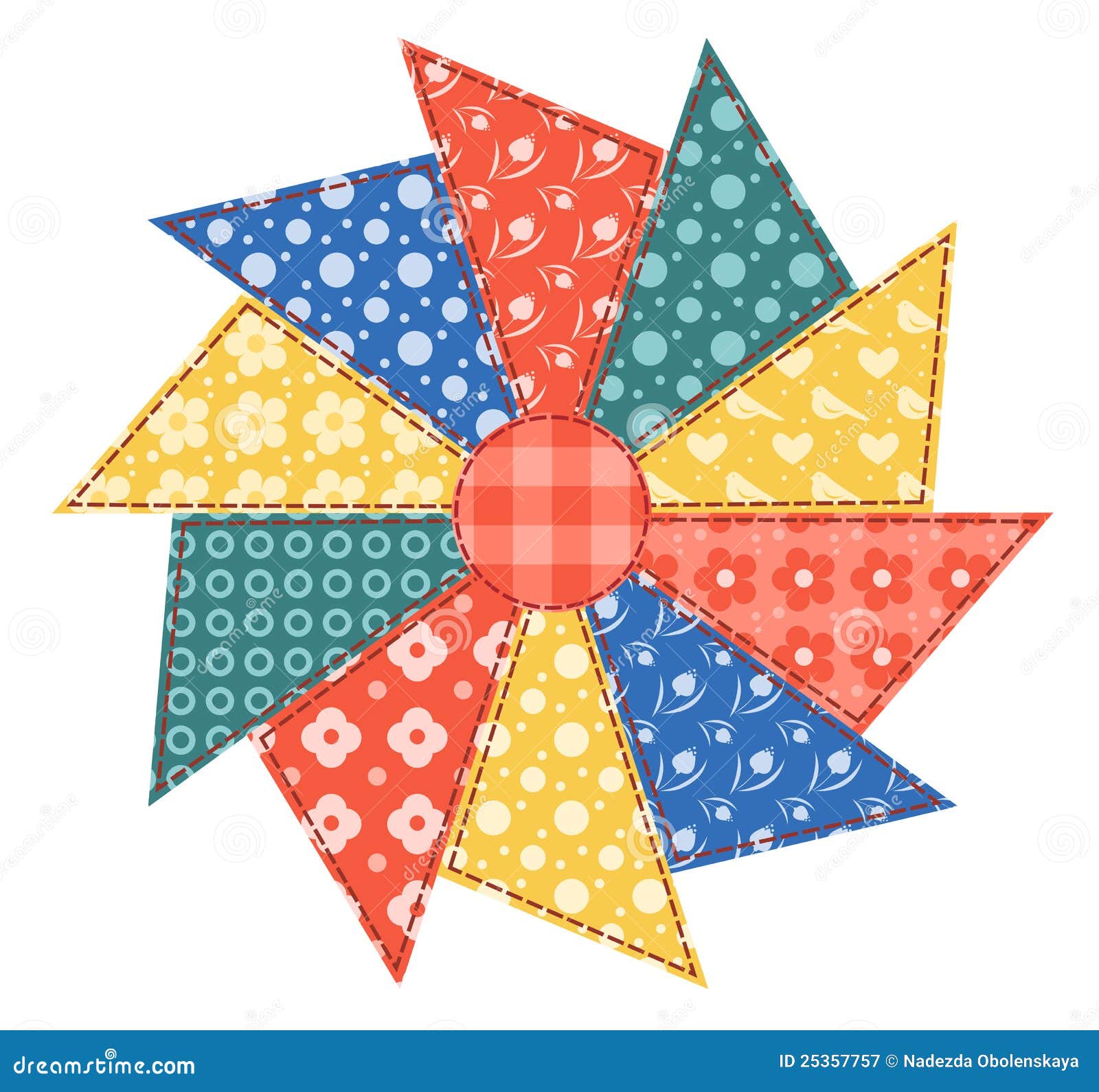 Patchwork Abstract Flower 4. Stock Vector - Illustration of heart ...