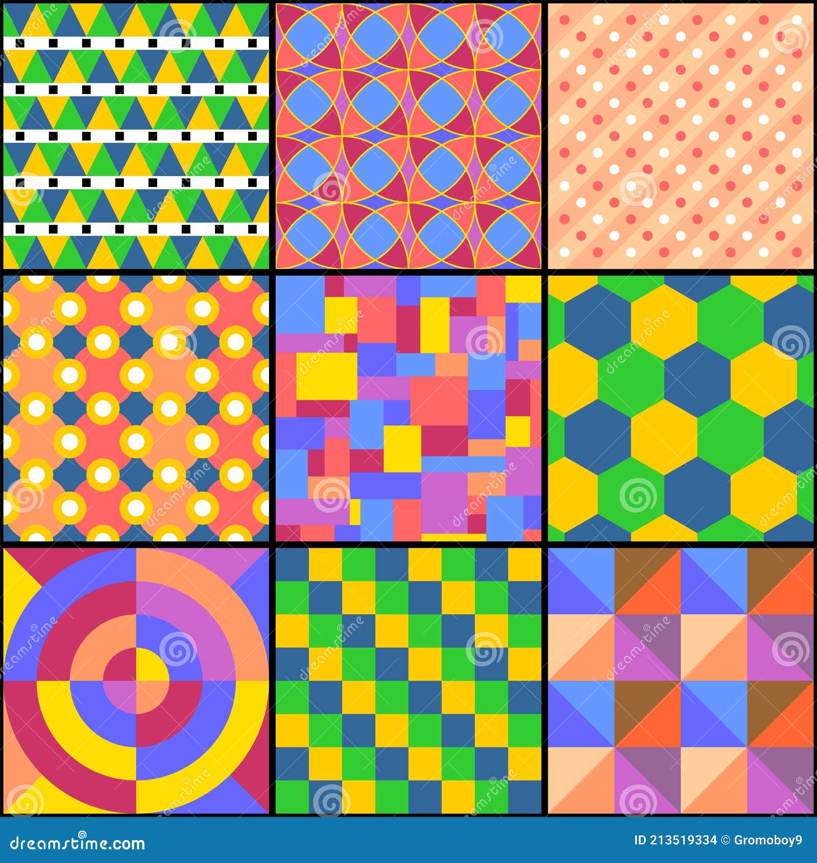 Patchwork with Abstract Multicolored Geometric Patterns. Print for ...