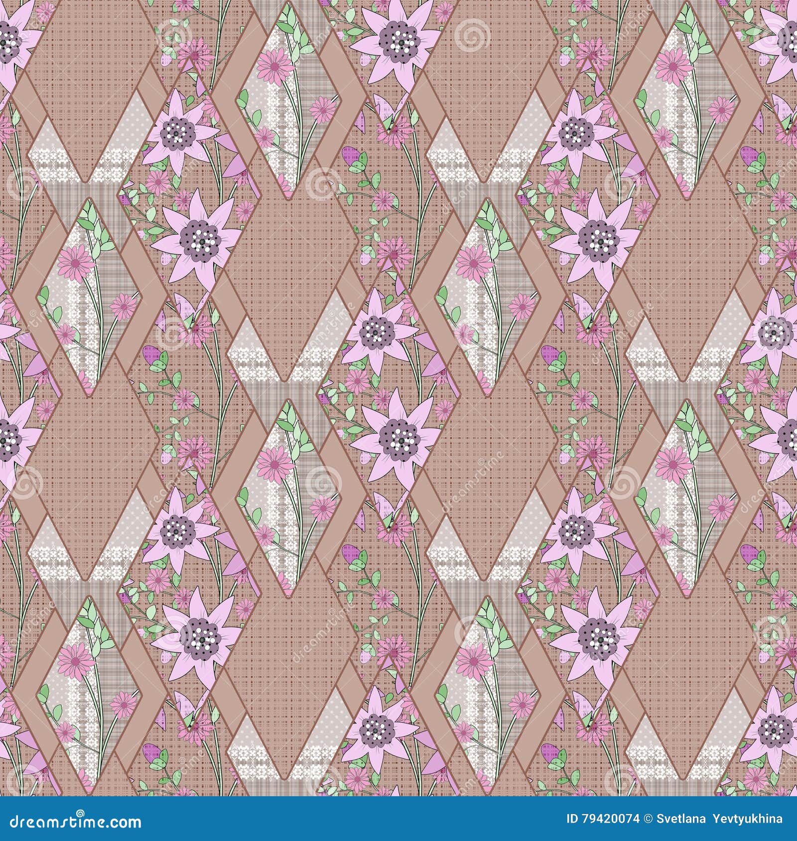 Patchwork Abstract Seamless Floral Pattern Texture Light Background