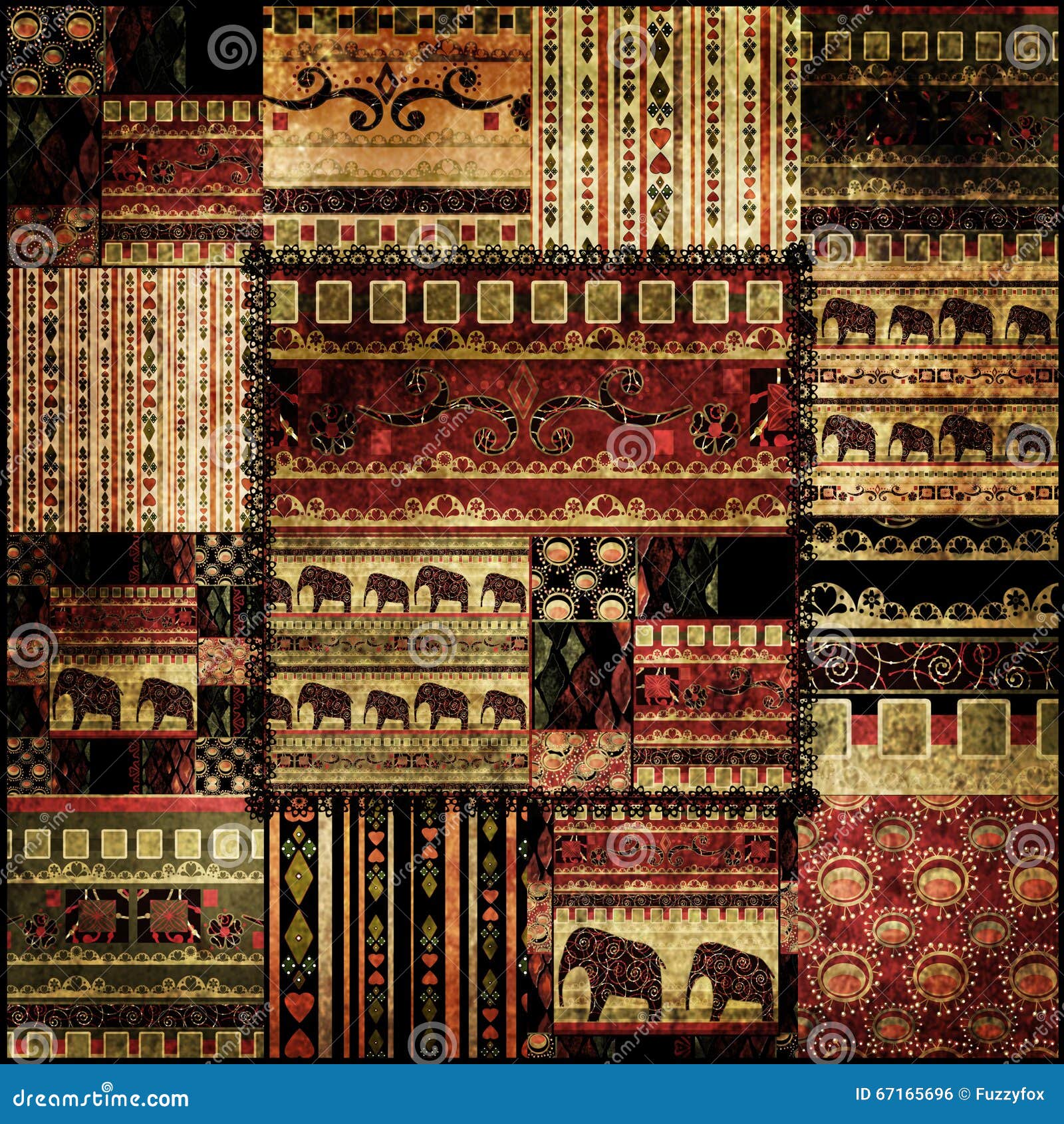 Patchwork African Pattern Print Background Stock Illustration ...