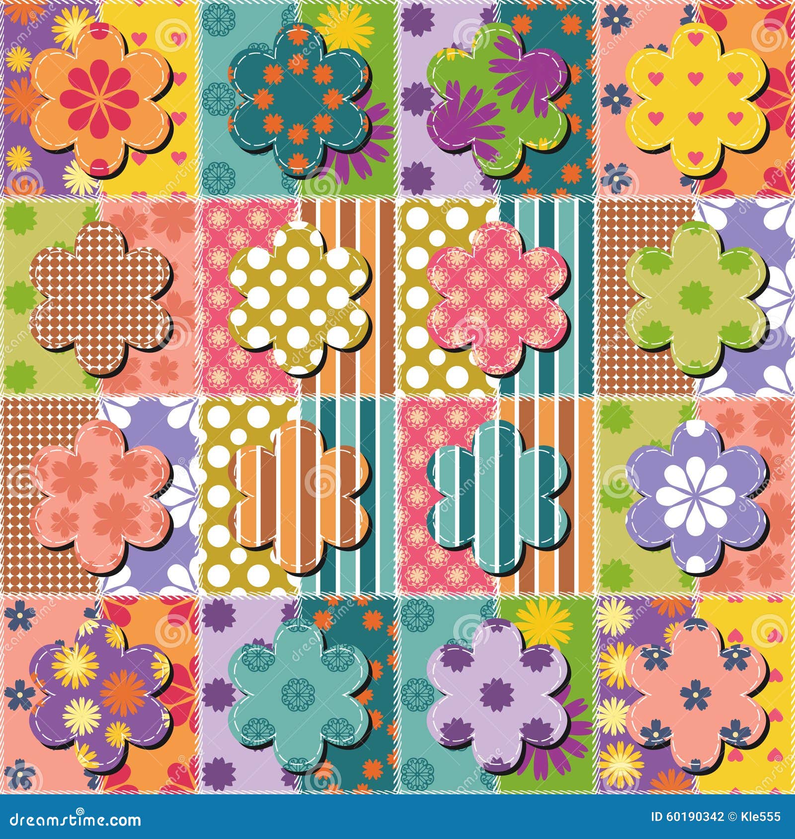Patchwork Background with Different Patterns Stock Illustration ...