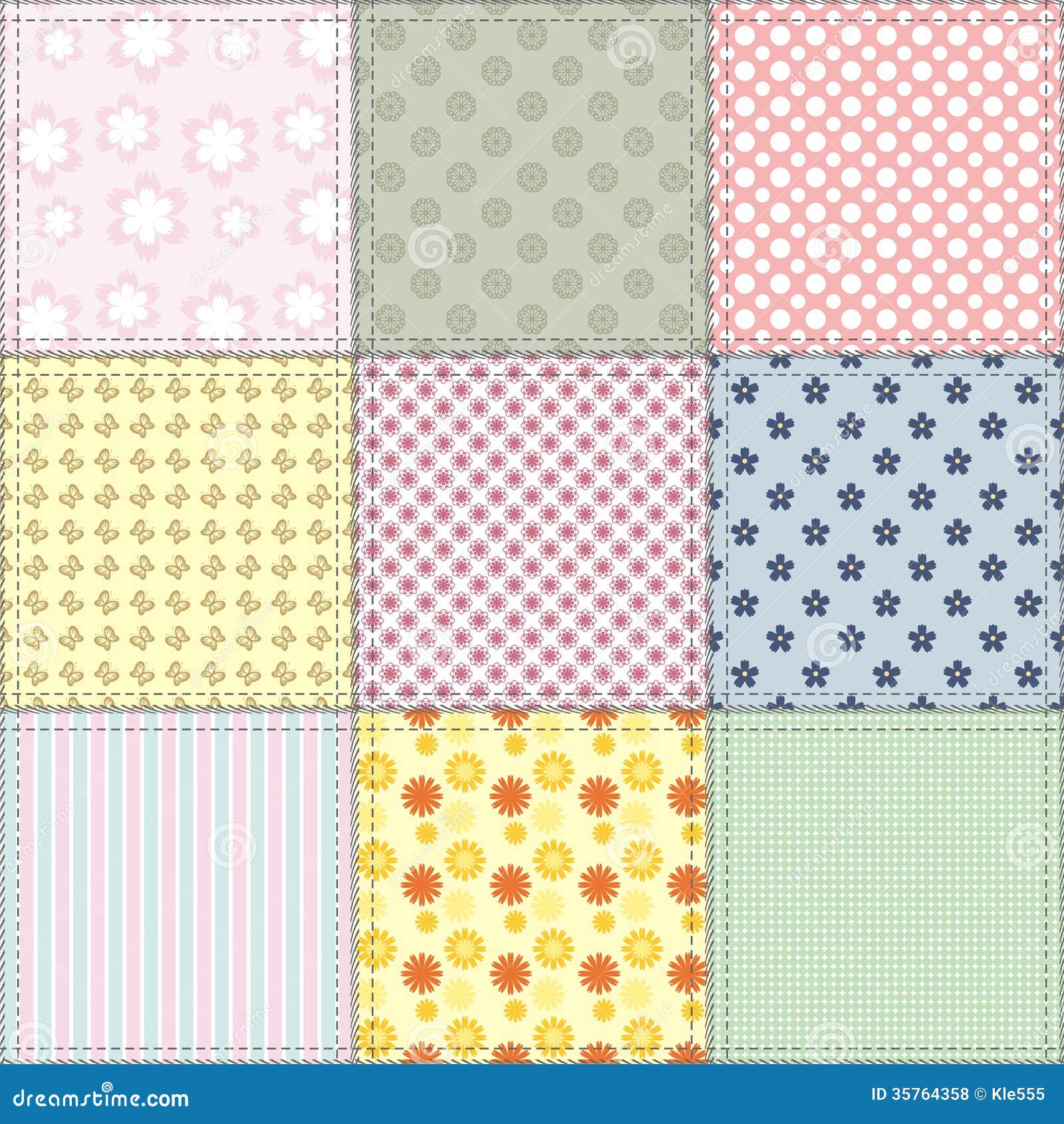 Patchwork Background with Different Patterns Stock Illustration - Illustration of cotton, decor ...