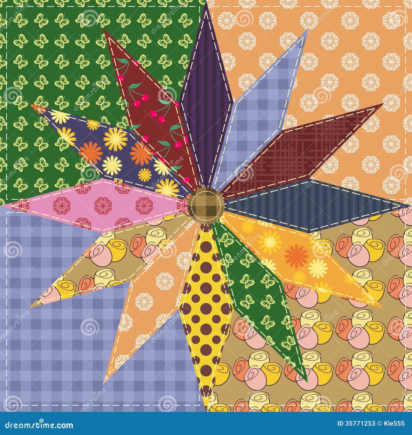 Patchwork Background with Different Patterns Stock Illustration ...