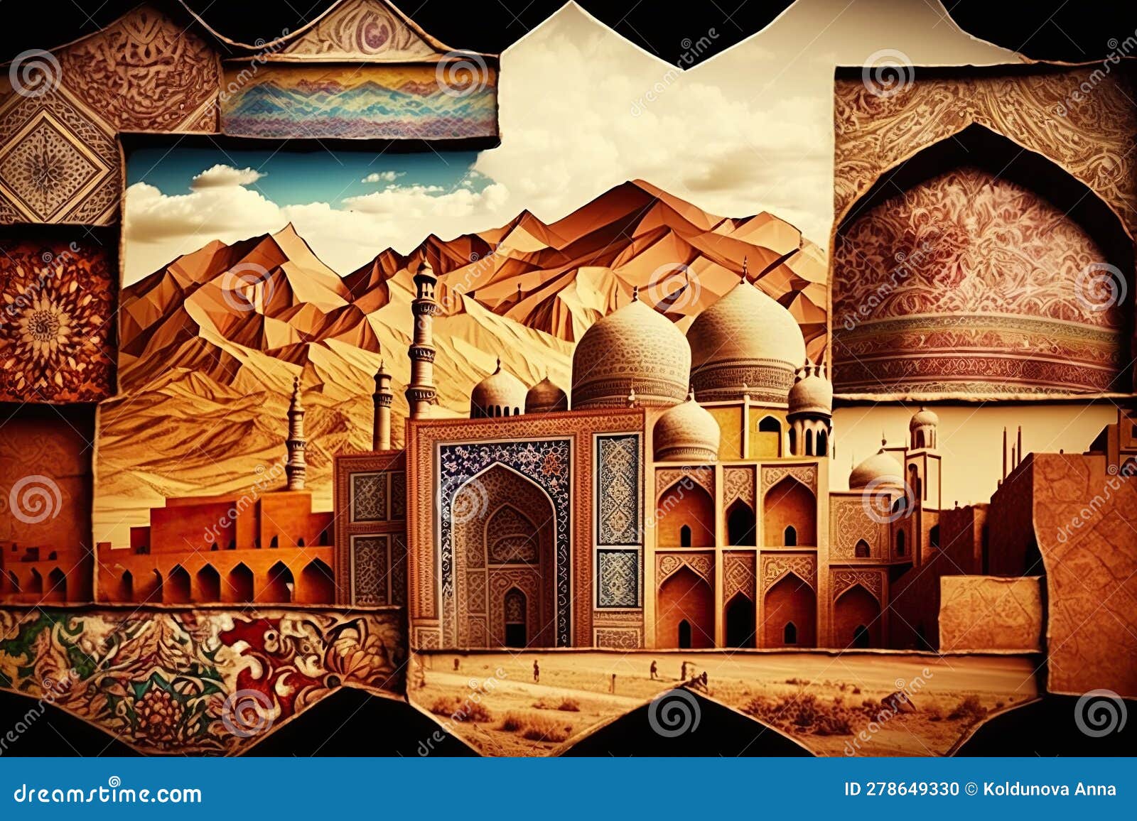 Patchwork Background of Iran, Concept of Textile Tradition, Created ...