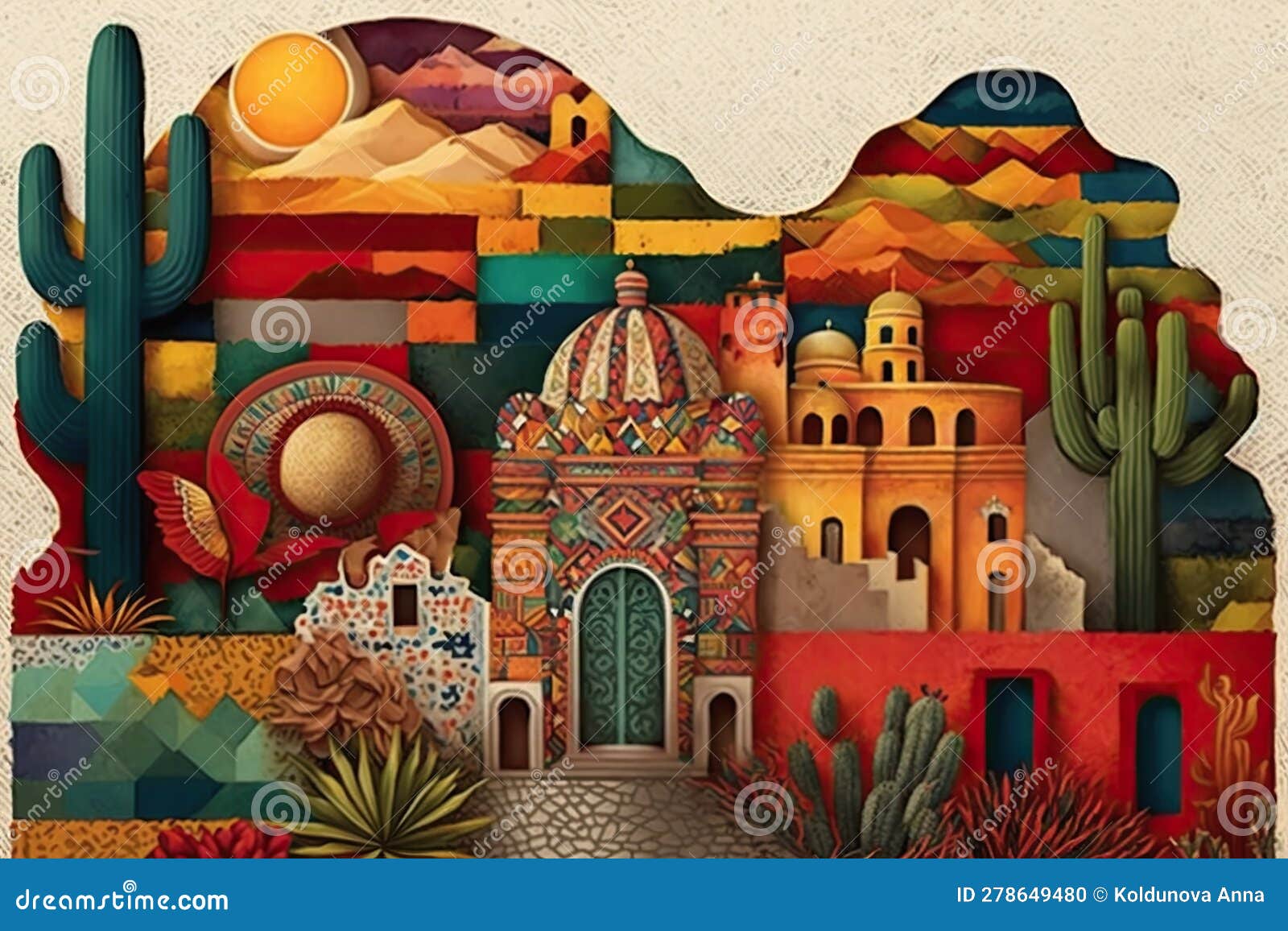Patchwork Background of Mexico, Concept of Multiculturalism, Created ...