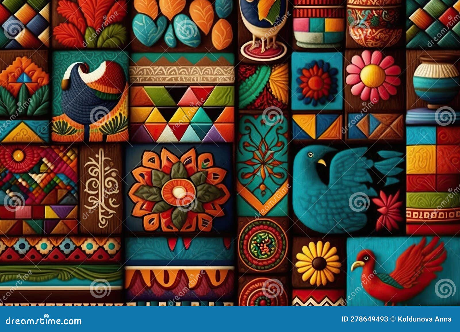 Patchwork Background of Mexico, Concept of Multiculturalism, Created ...