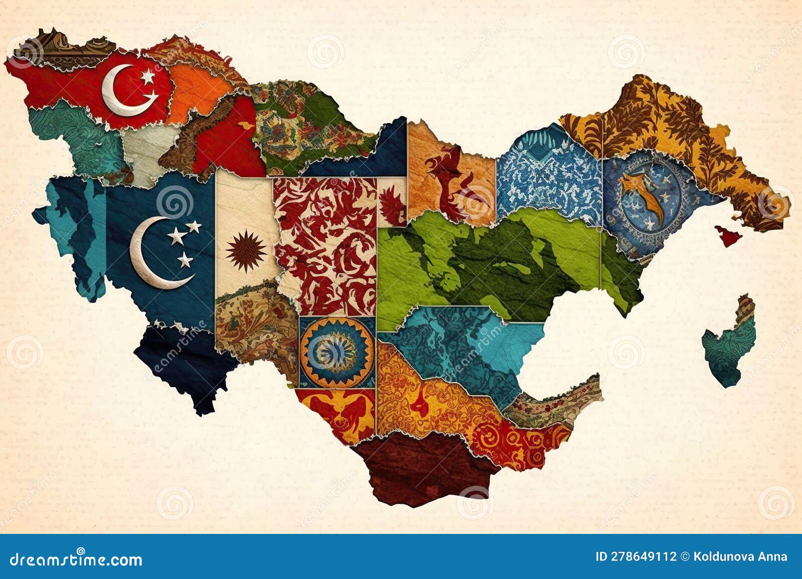 Patchwork Background of Turkey, Concept of Textile Art, Created with ...