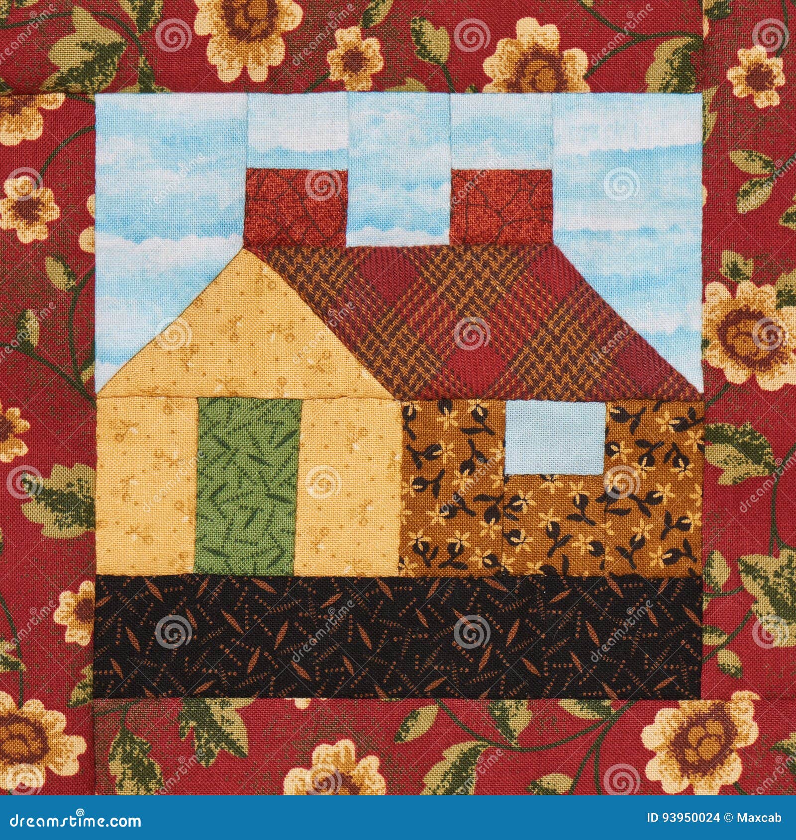 Patchwork Block the Village House in Rustic Style Stock Photo - Image ...