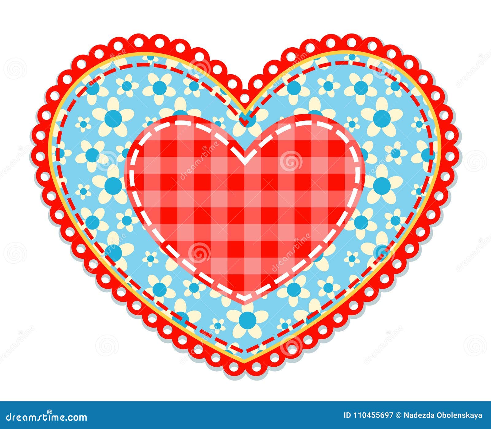 Patchwork Blue and Red Heart Stock Vector - Illustration of abstract ...