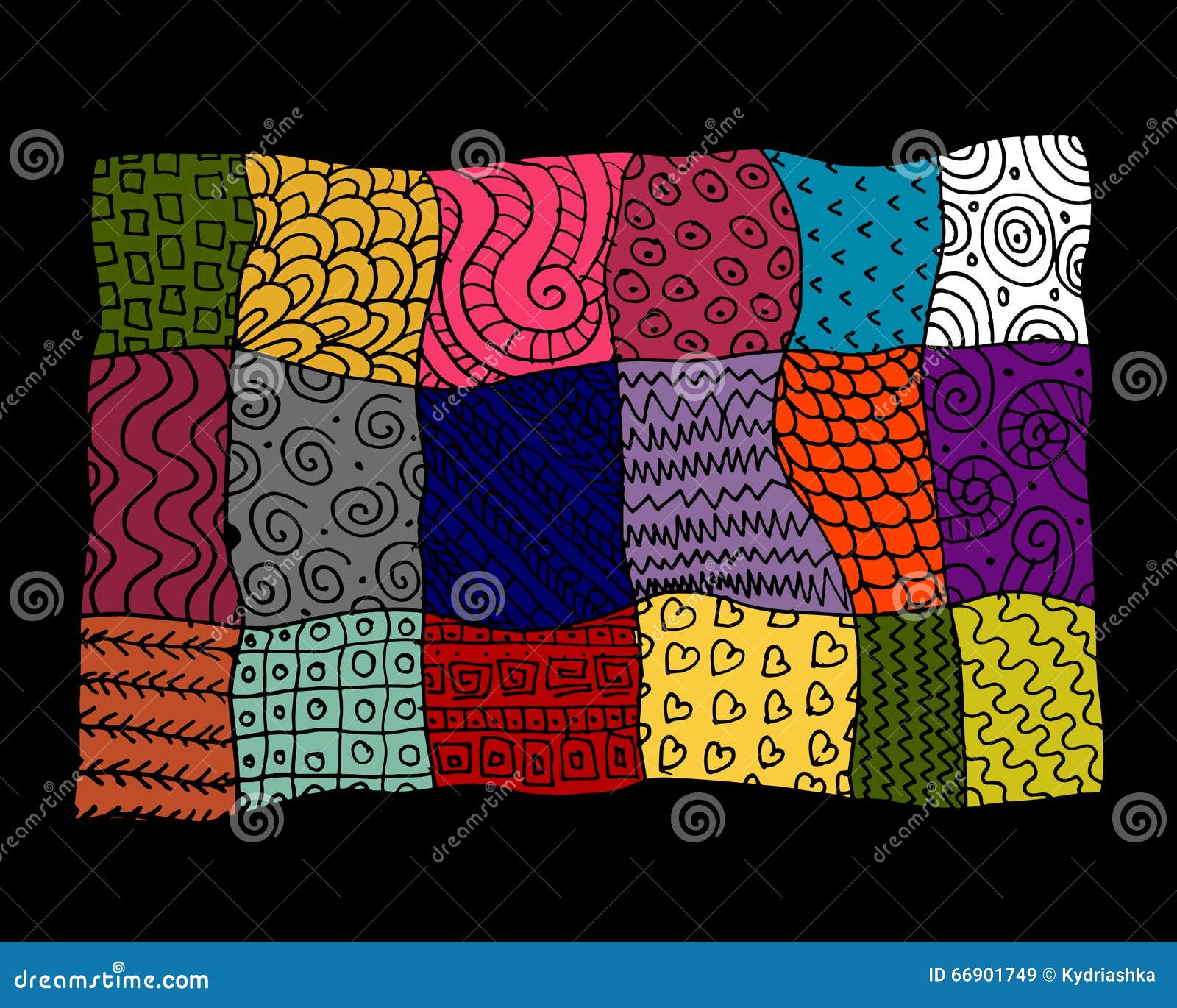 Patchwork Carpet, Sketch for Your Design Stock Vector - Illustration of ...