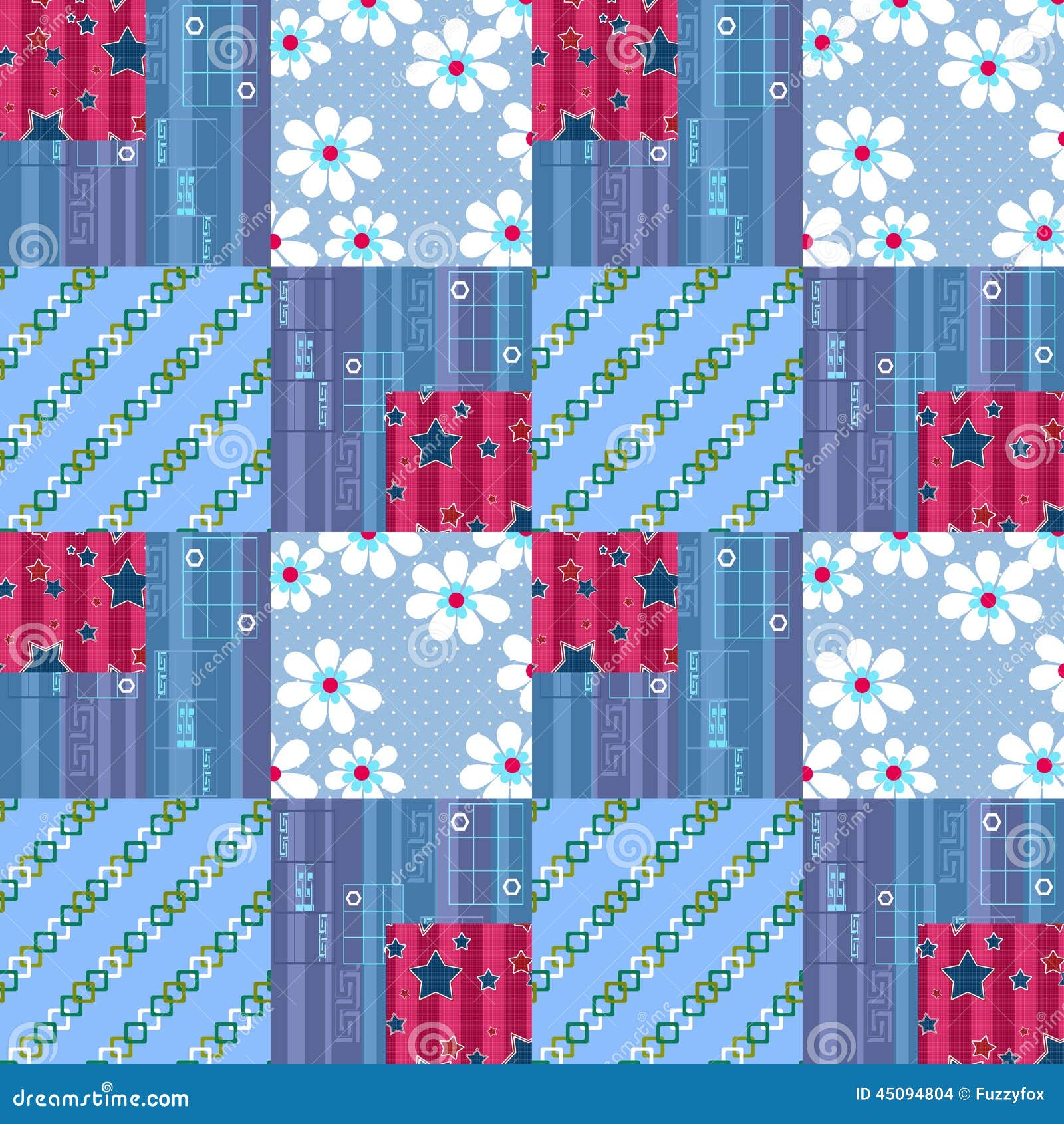 Patchwork Checkered Floral Texture Pattern Background Stock ...