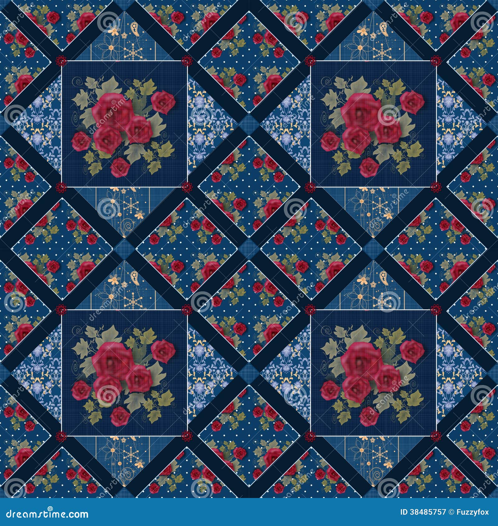 Patchwork Colorful Roses Seamless Pattern Texture Stock Illustration ...