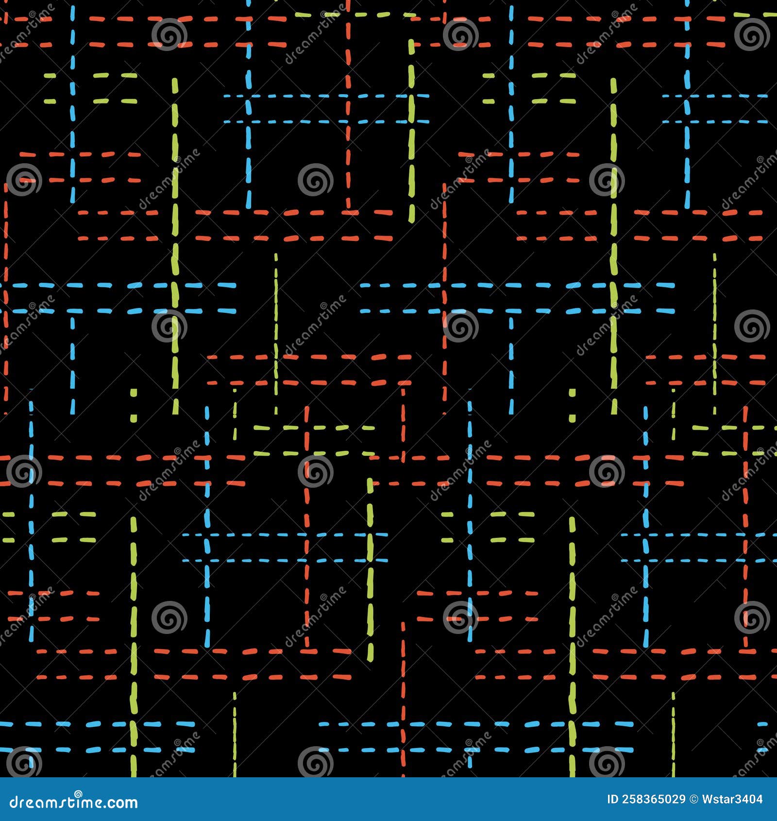 Patchwork Colorful Stitches Pattern on Black Background Stock Vector ...