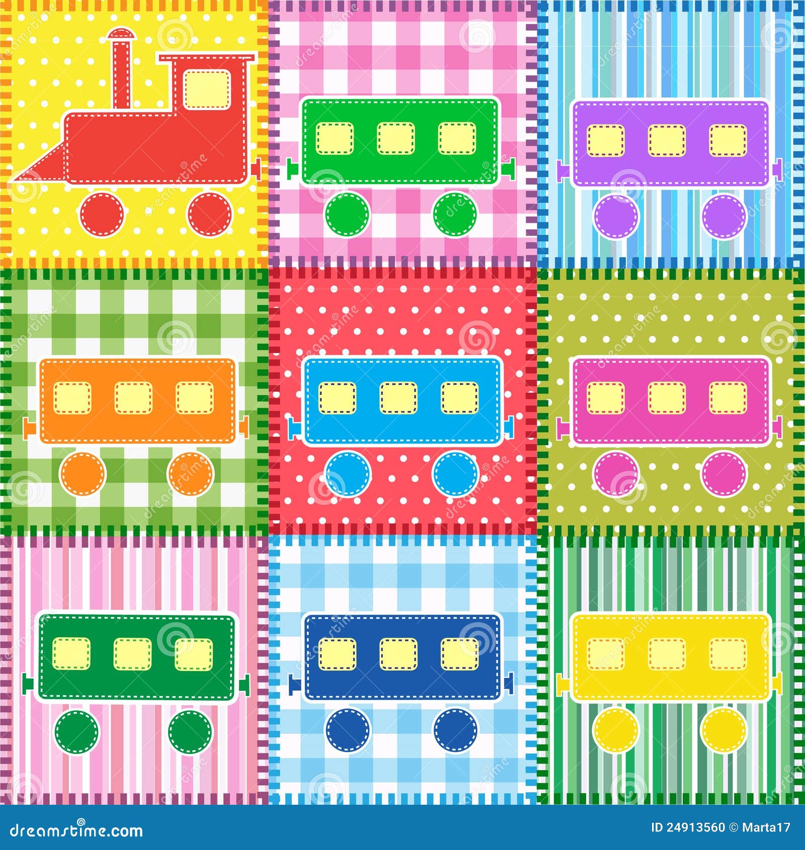 Colorful Train Car Vagon. On The Railway Stock Photo | CartoonDealer ...