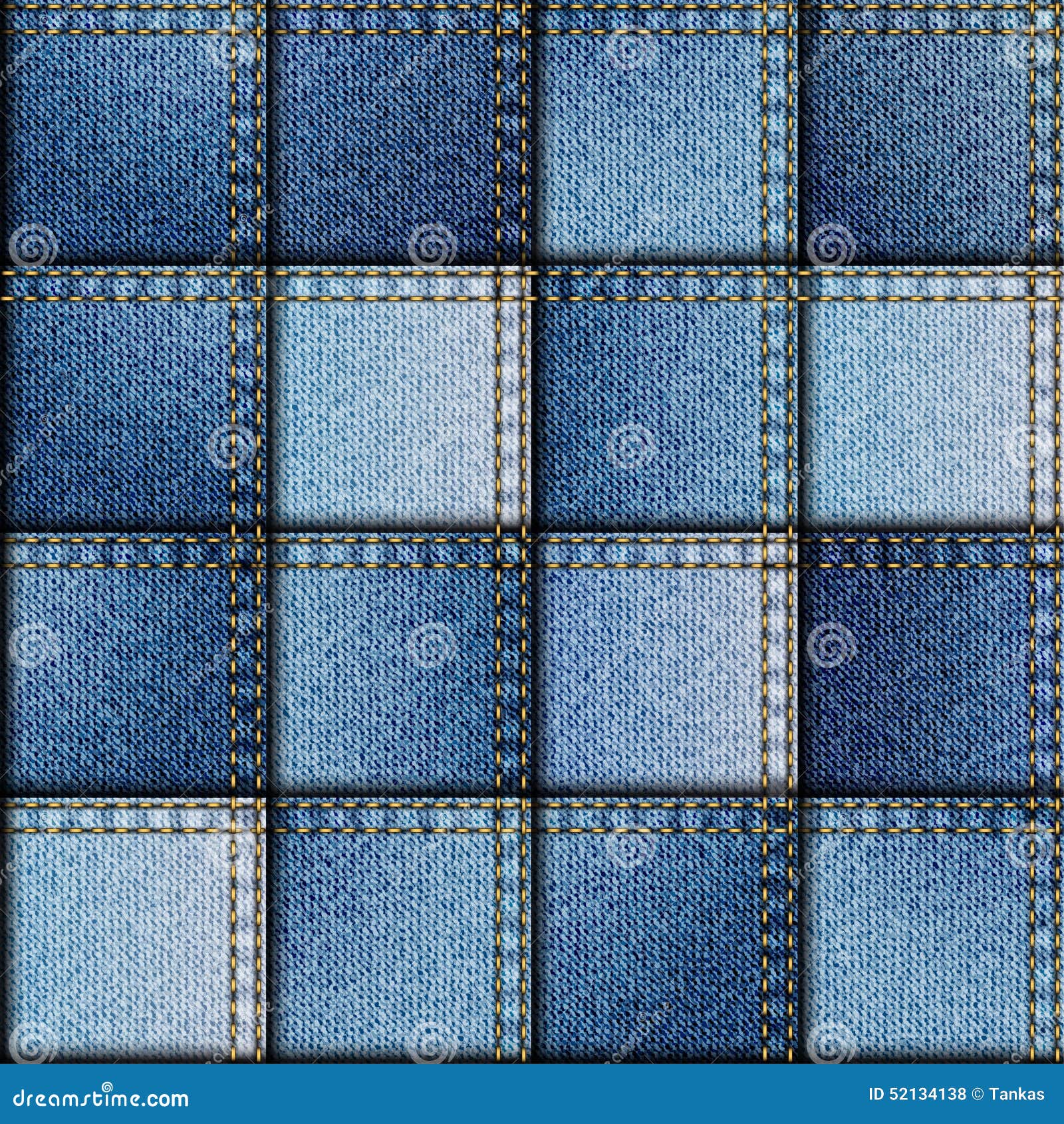 Patchwork of denim fabric stock vector. Illustration of jeans - 52134138