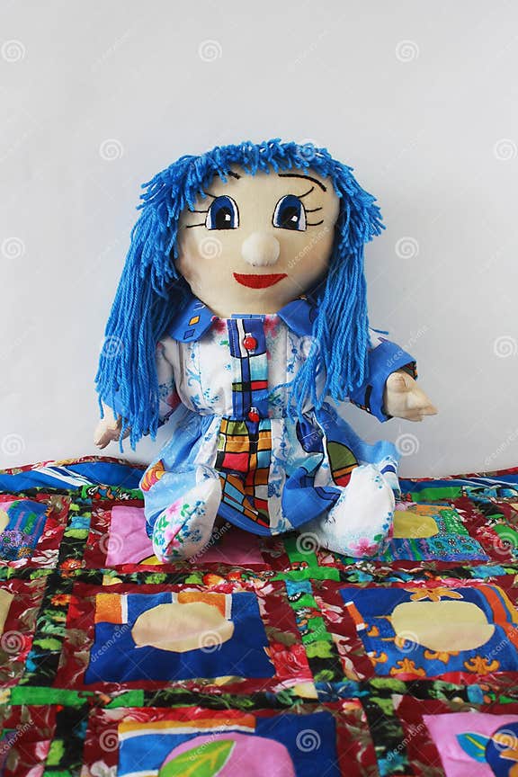Patchwork doll quilt rug. stock image. Image of hair - 30072993