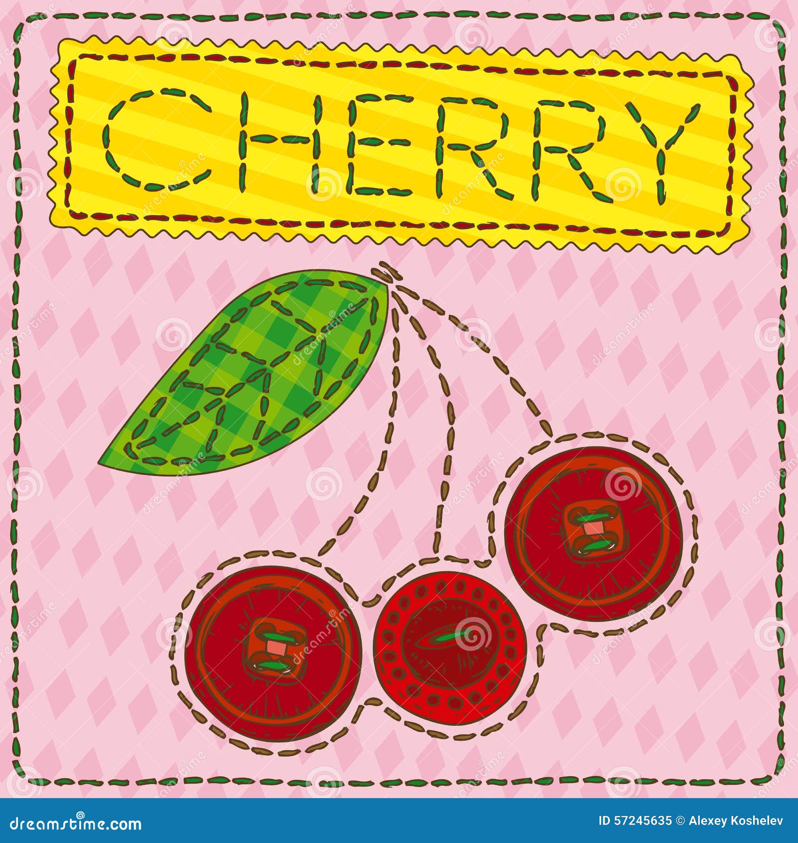 Patchwork Drôle Avec La Merise Illustration de Vecteur - Illustration ...