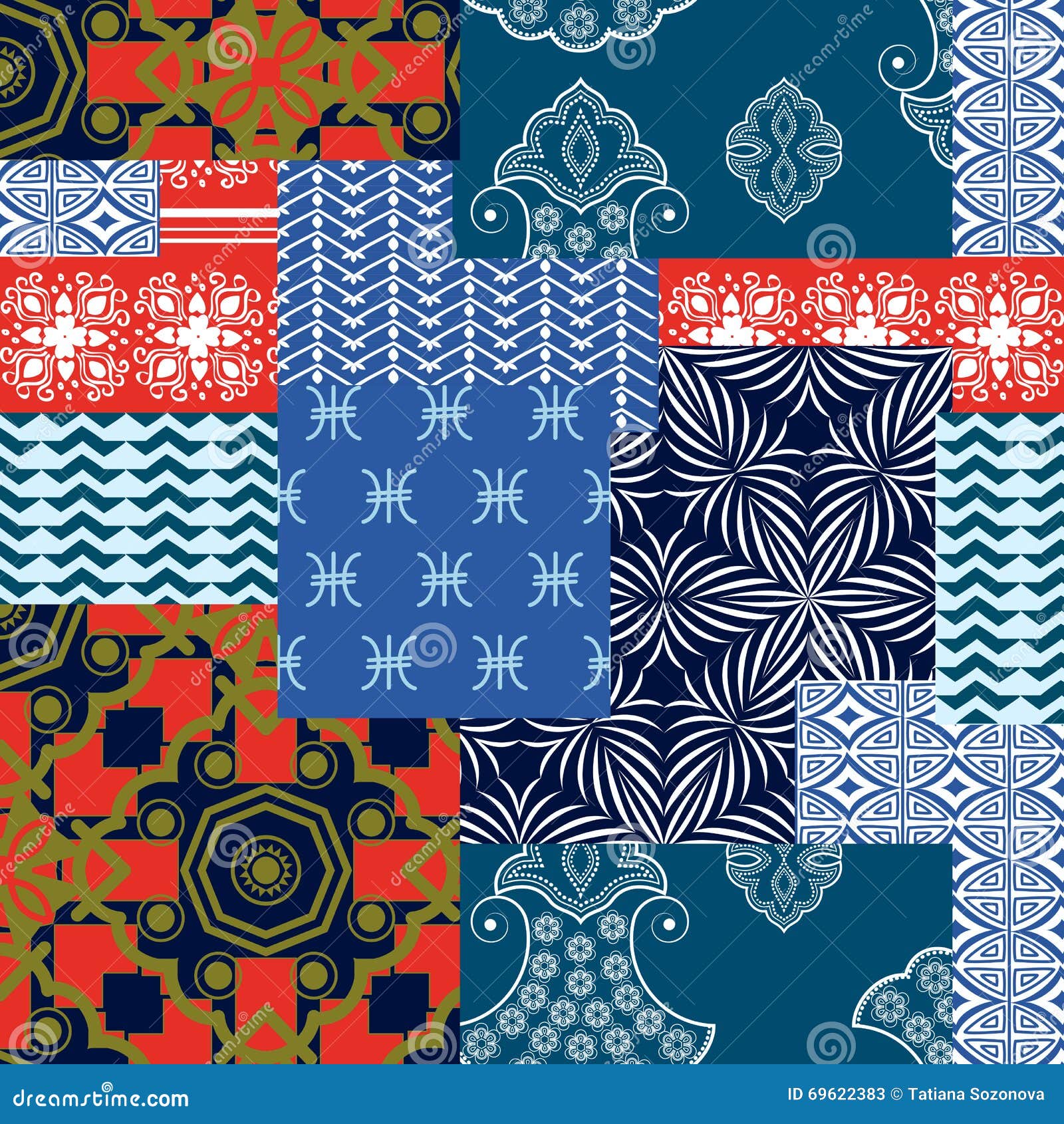 Patchwork fabric bandana stock vector. Illustration of grunge - 69622383