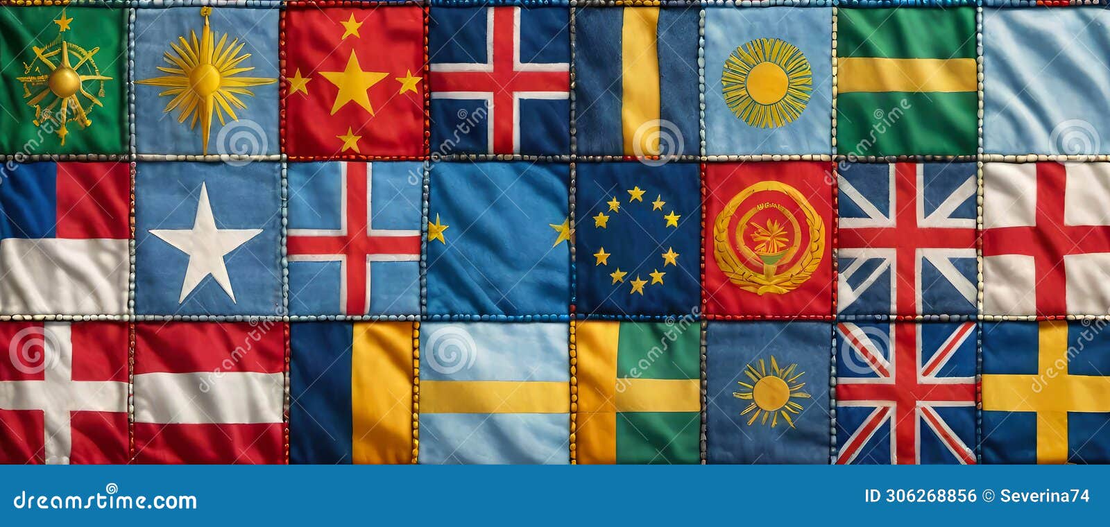 Patchwork Fabric Denim Texture with European Union and Membership ...