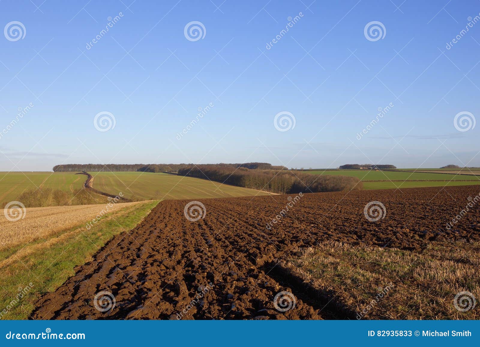 Patchwork Farmland in Winter Stock Image - Image of england, clear ...
