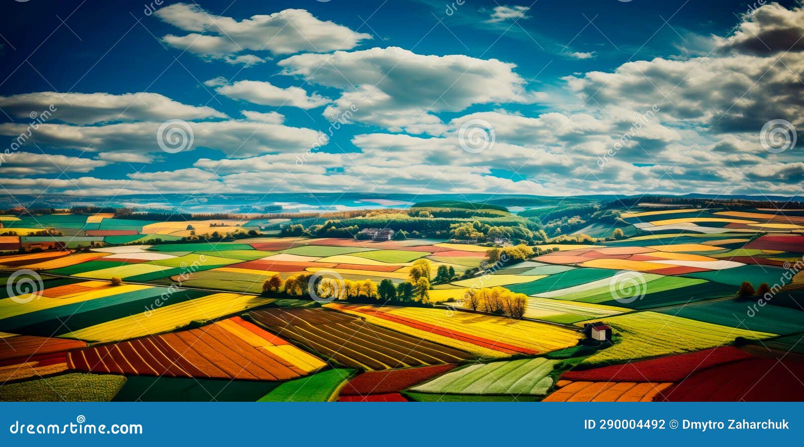 Patchwork Fields in a Rural Landscape with Different Crops and Colors ...