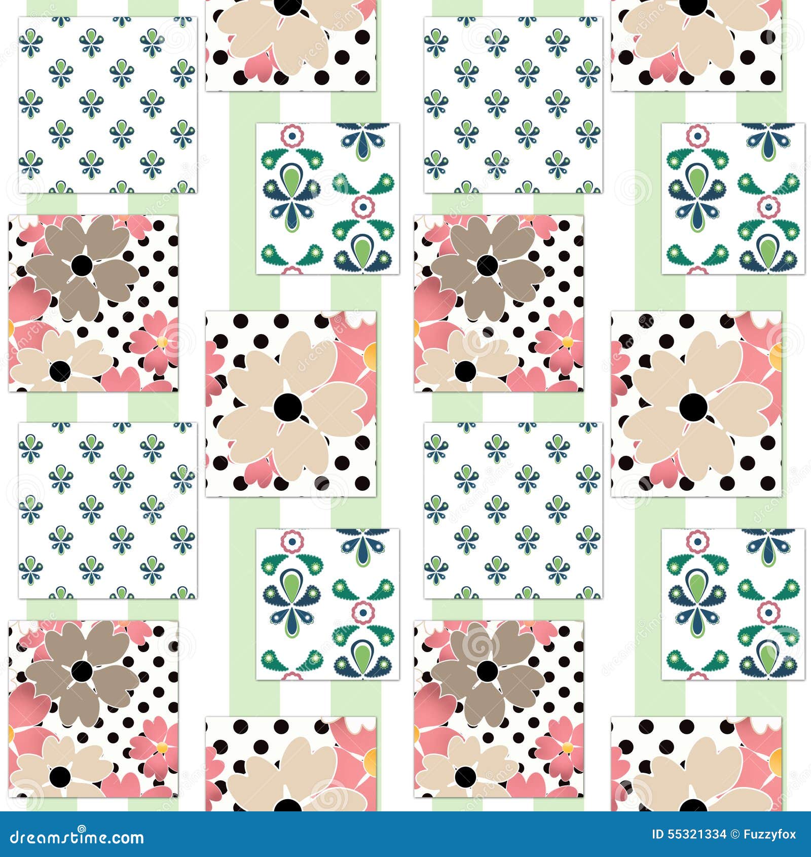 Patchwork Floral Pattern Background Stock Illustration - Illustration ...