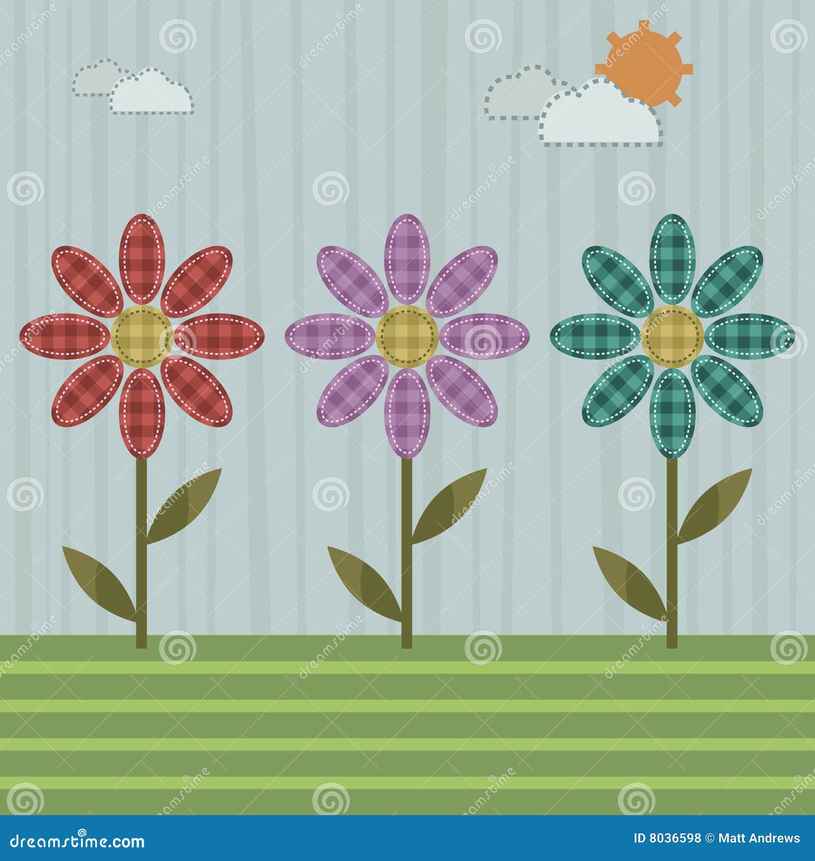 Patchwork flowers stock vector. Illustration of petal - 8036598
