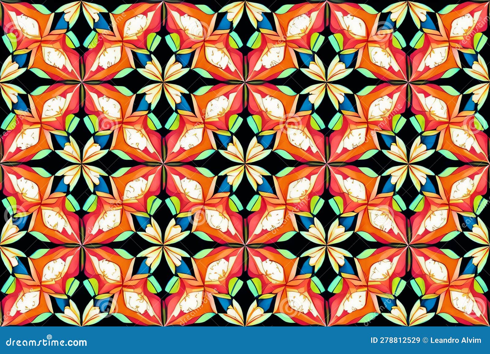 Patchwork Flowers Mirror Pattern.AI Generated Stock Illustration ...