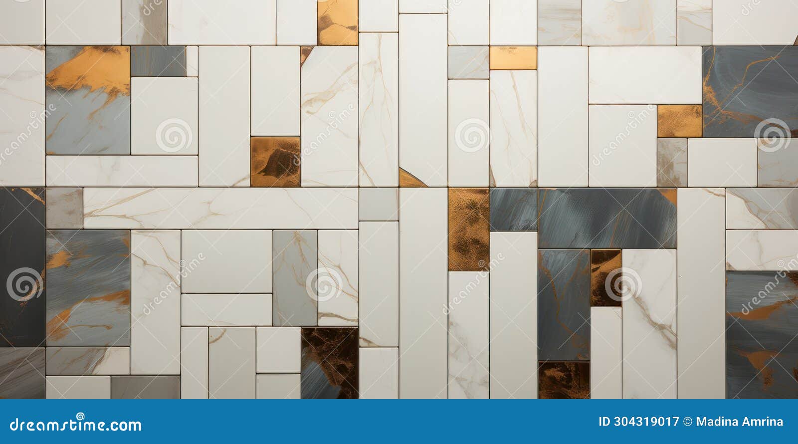 Patchwork Fusion of White Marble and Metallic Tiles Texture Background ...