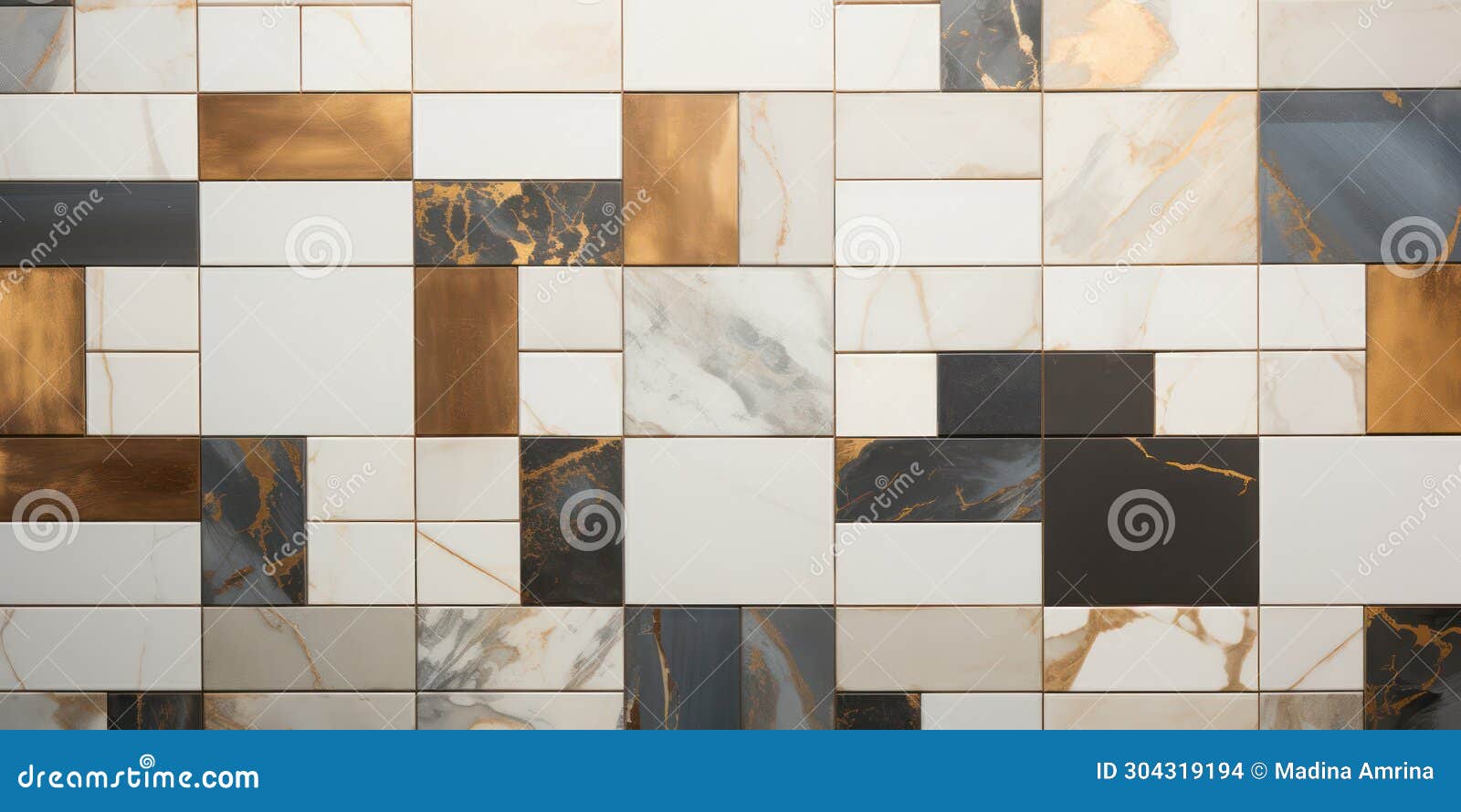 Patchwork Fusion of White Marble and Metallic Tiles Texture Background ...