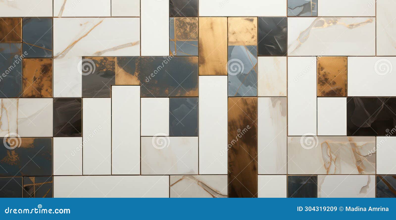 Patchwork Fusion of White Marble and Metallic Tiles Texture Background ...