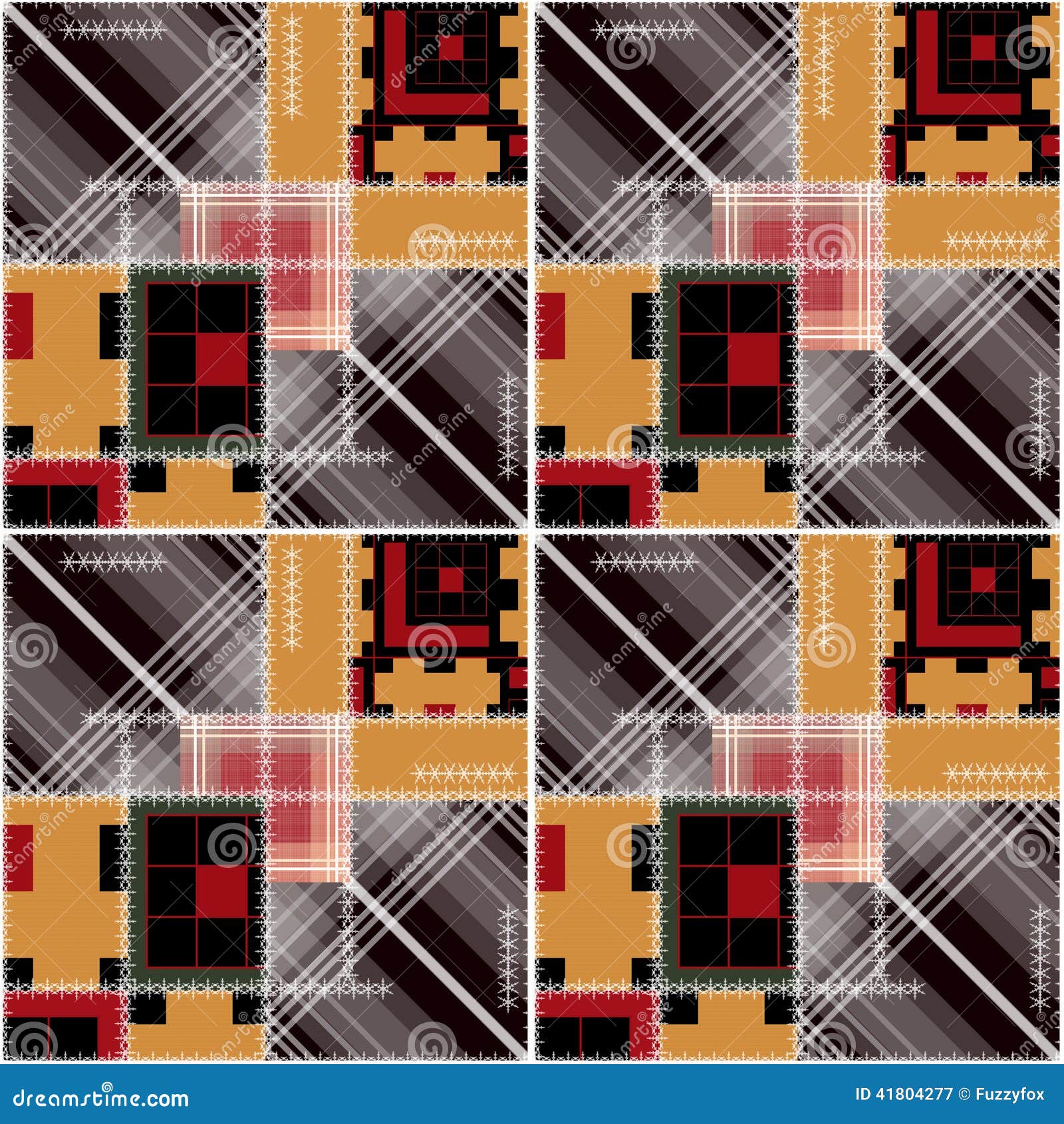 Patchwork Geometric Abstract Bright Elements Seamless Pattern Ba Stock Illustration ...
