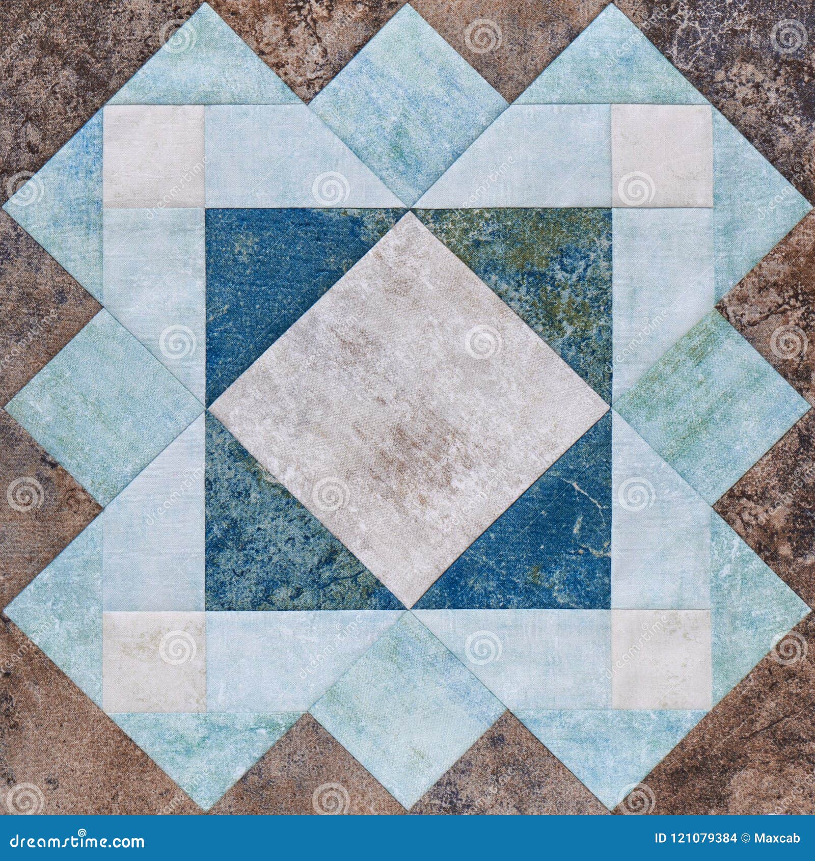 Patchwork Geometric Block from Pieces of Fabrics, Detail of Quilt Stock ...