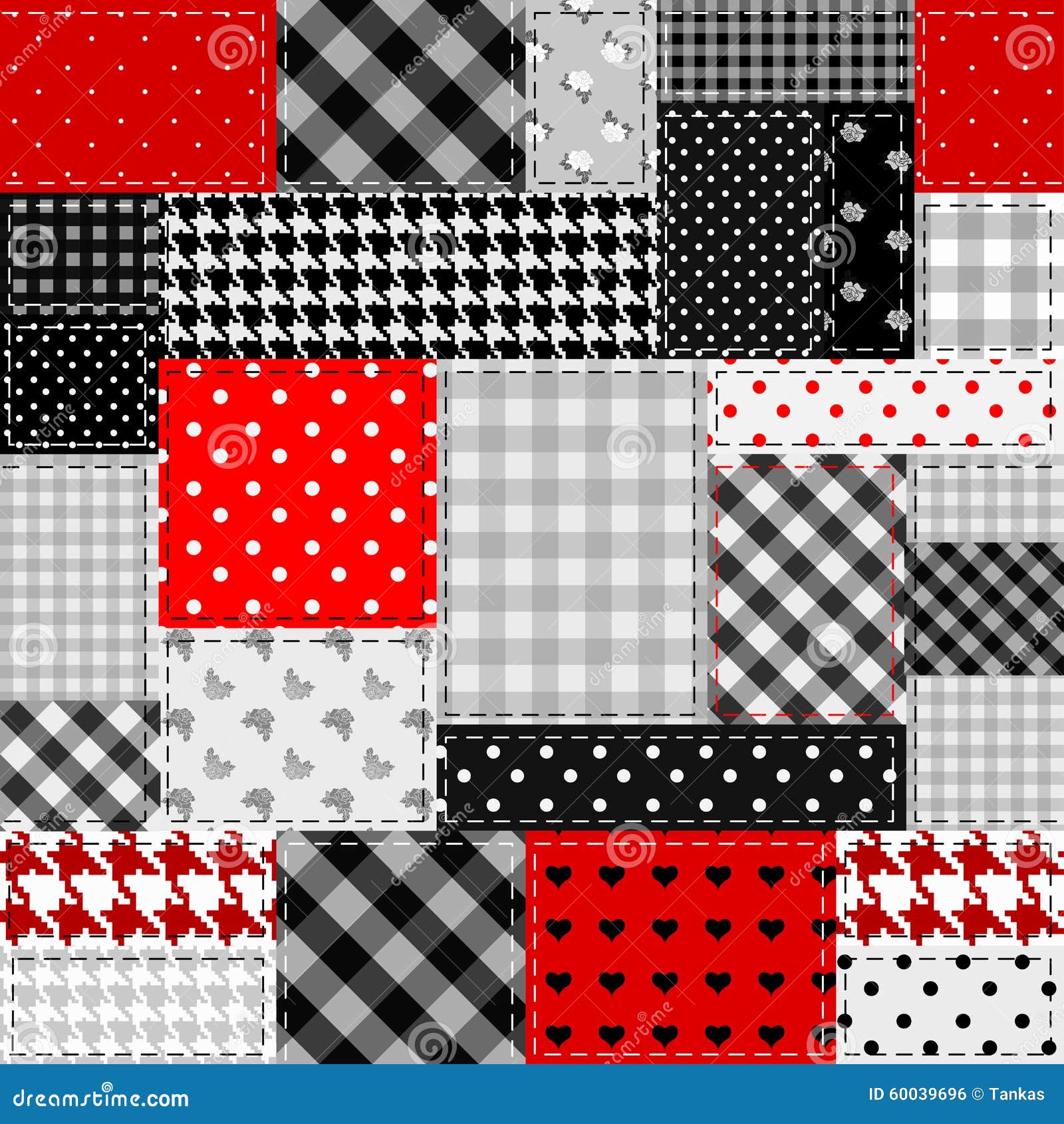 Patchwork of Gray and Red Patches Stock Vector - Illustration of ...