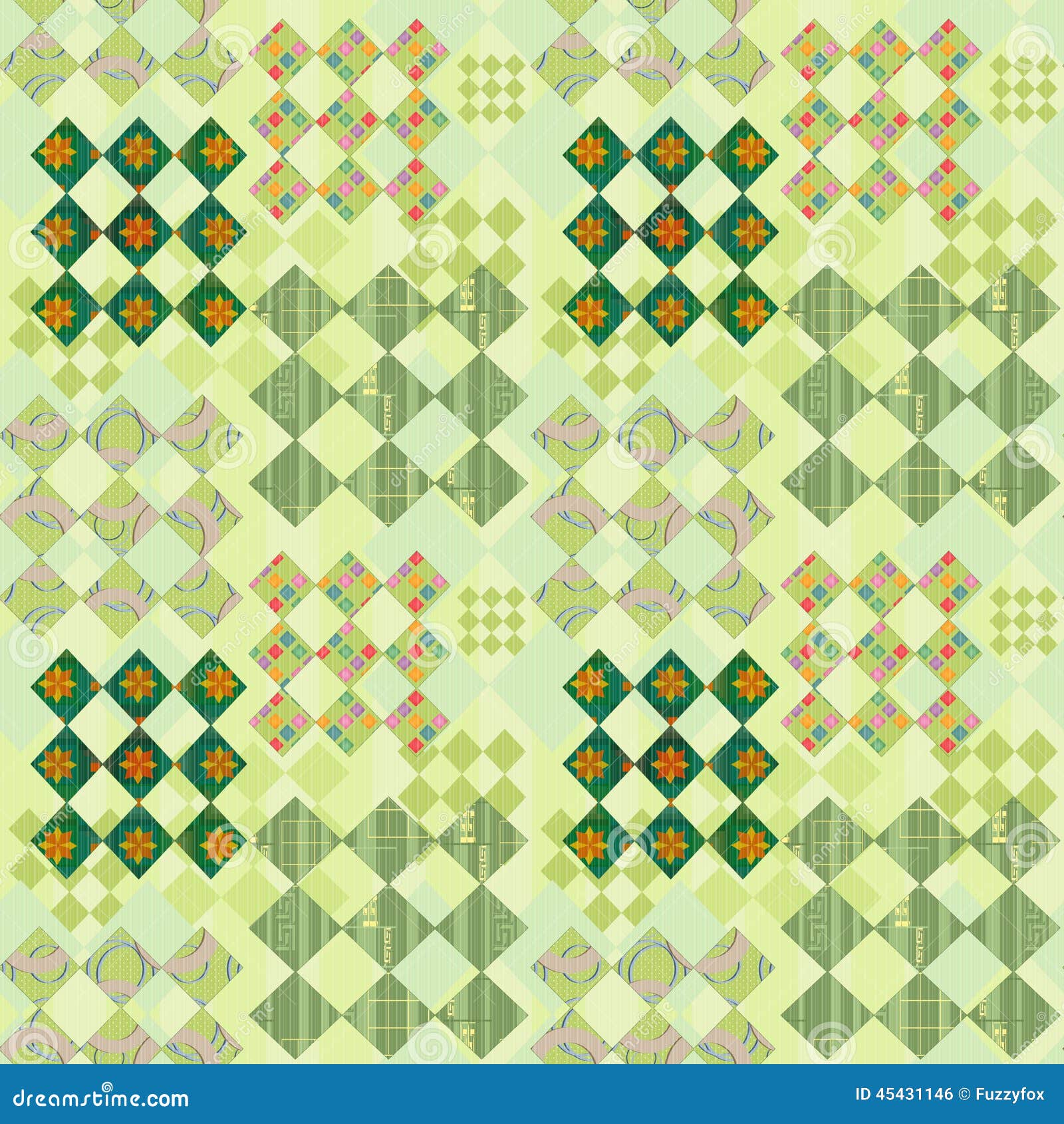 Patchwork Green Texture Pattern Background Stock Illustration ...