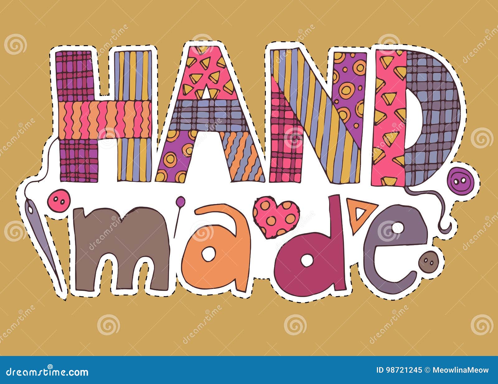 Patchwork Hand Made Lettering Stock Vector - Illustration of print ...