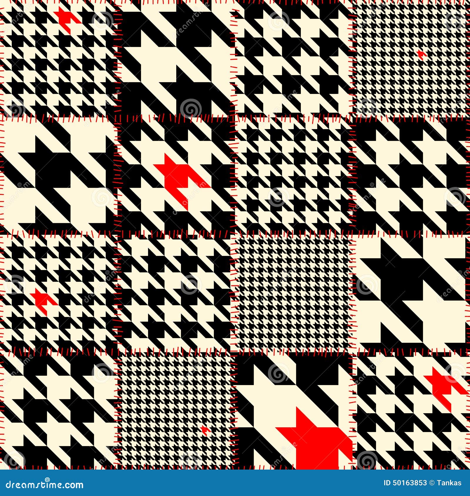 Patchwork of houndstooth stock vector. Illustration of square - 50163853