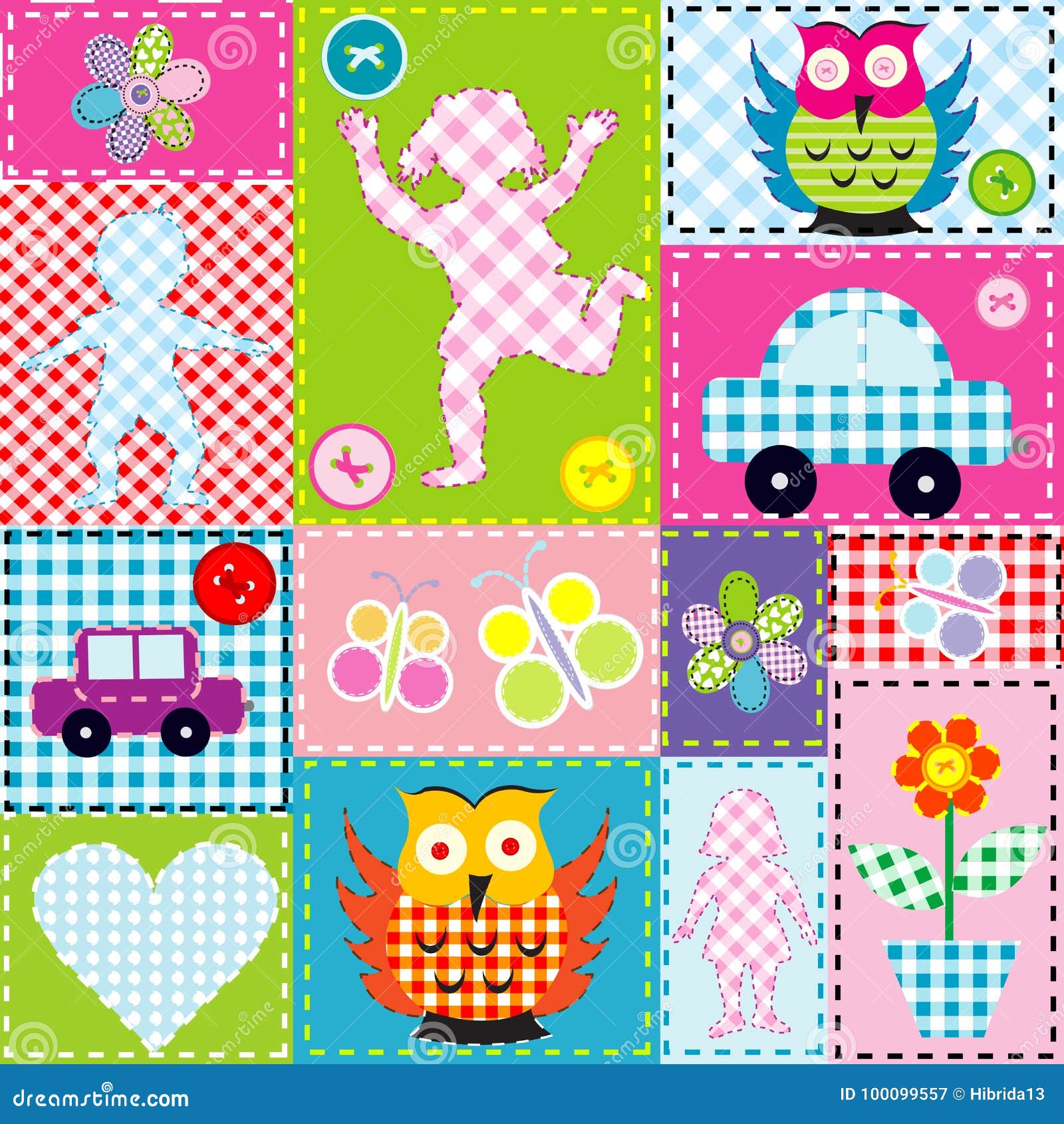 Patchwork for Kids with Childish Elements Stock Vector - Illustration ...