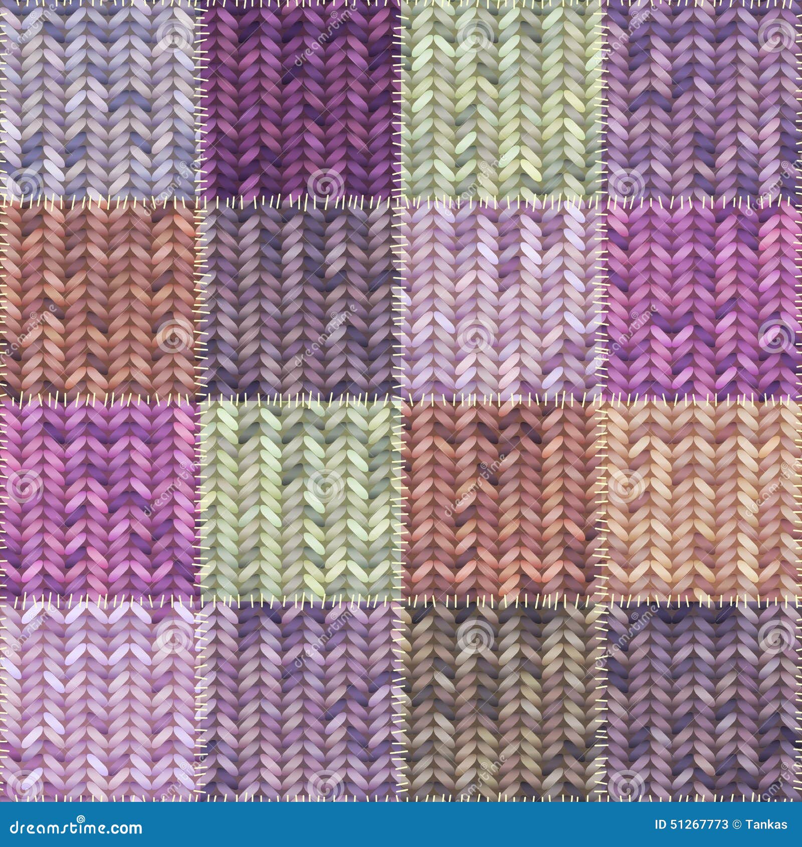 Patchwork of Knitted Patches Stock Vector - Illustration of repeating ...