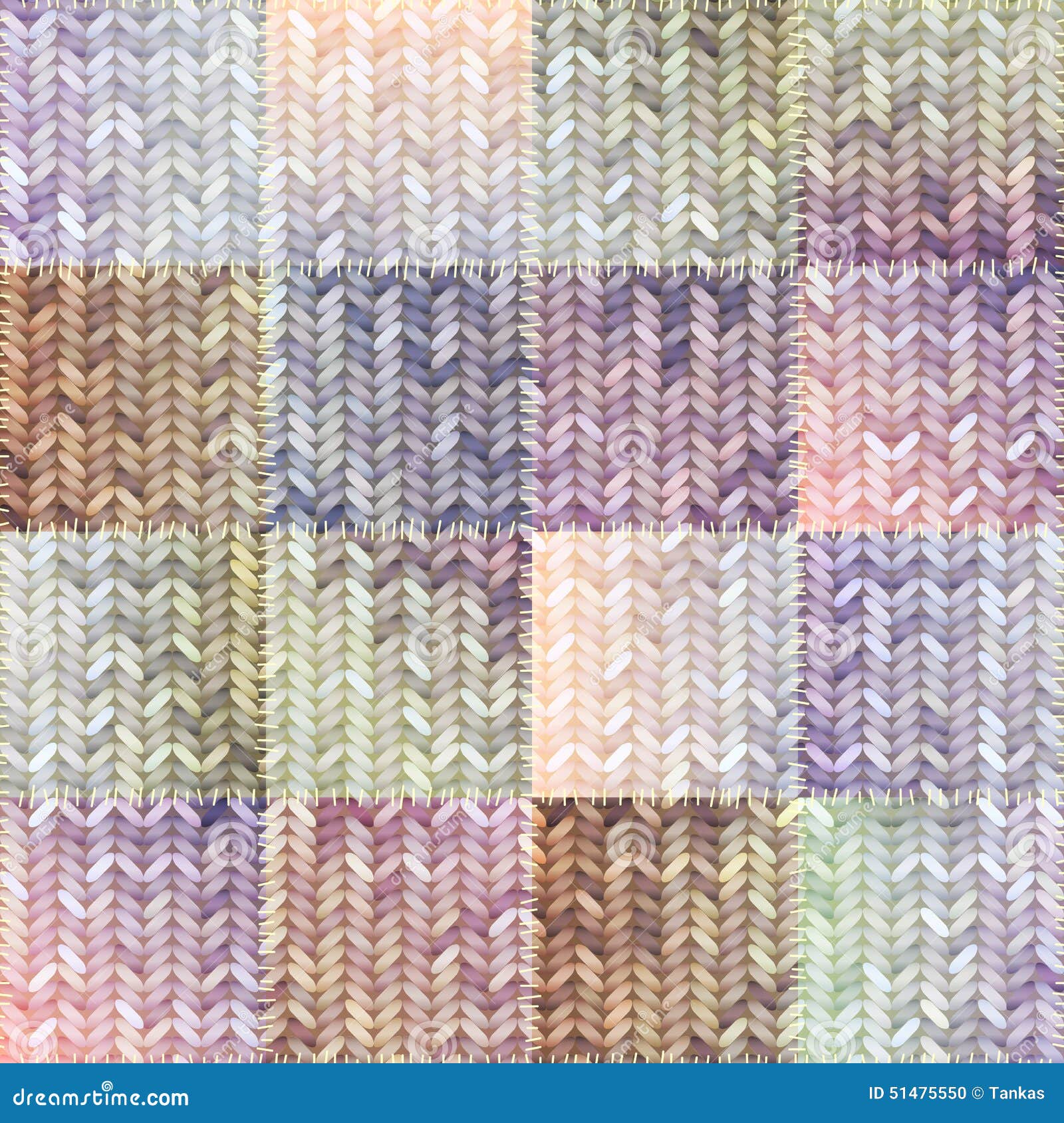 Patchwork of Knitted Patches Stock Vector - Illustration of vector ...