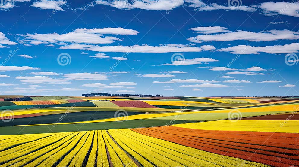 Patchwork Landscape Crop Farm Stock Illustration - Illustration of ...