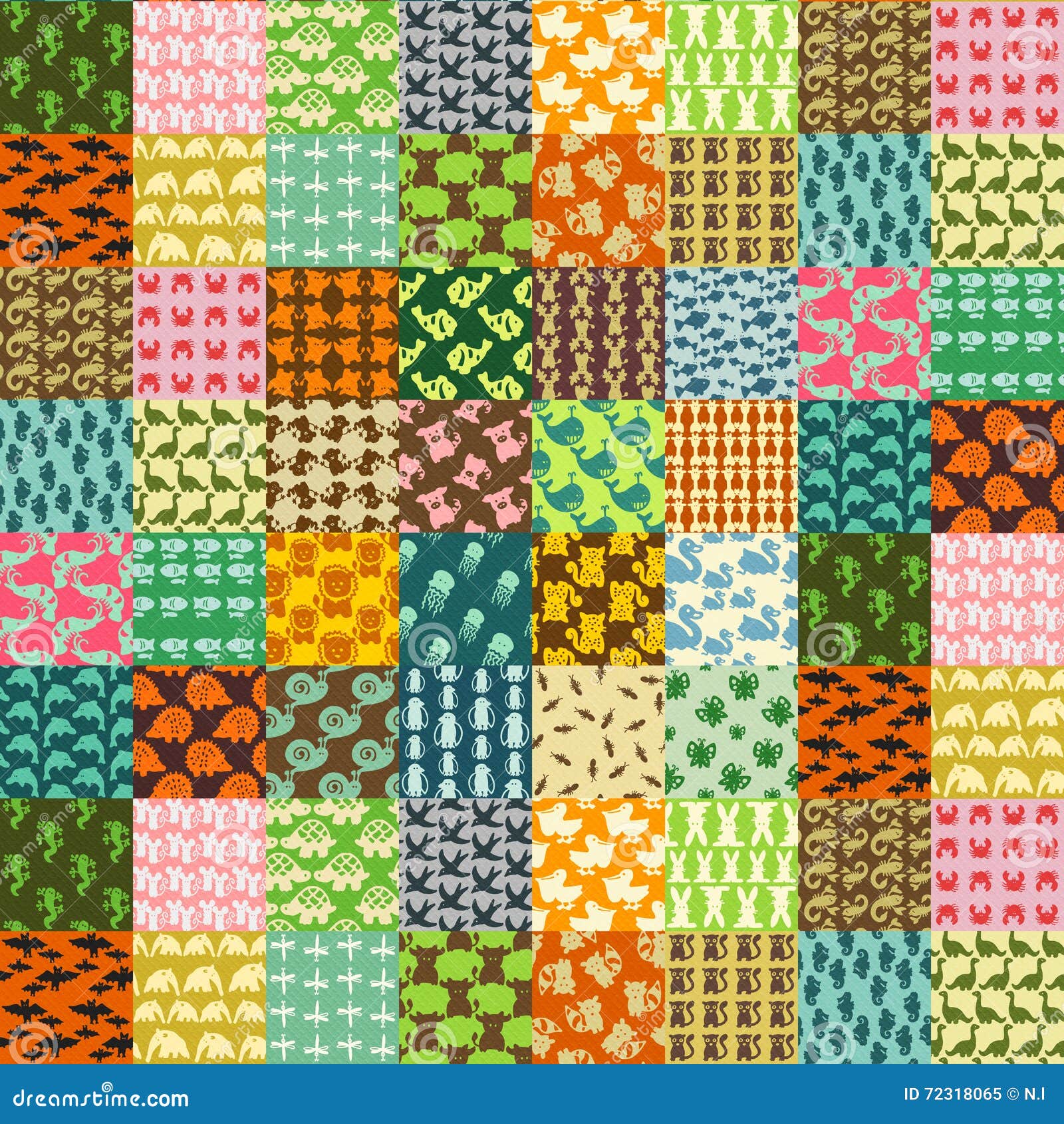 Patchwork Made of Animals Patterns Stock Illustration - Illustration of ...