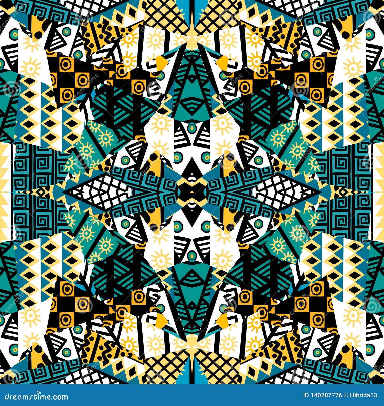 Patchwork Mosaic with African Ethnic Motifs Stock Vector - Illustration ...