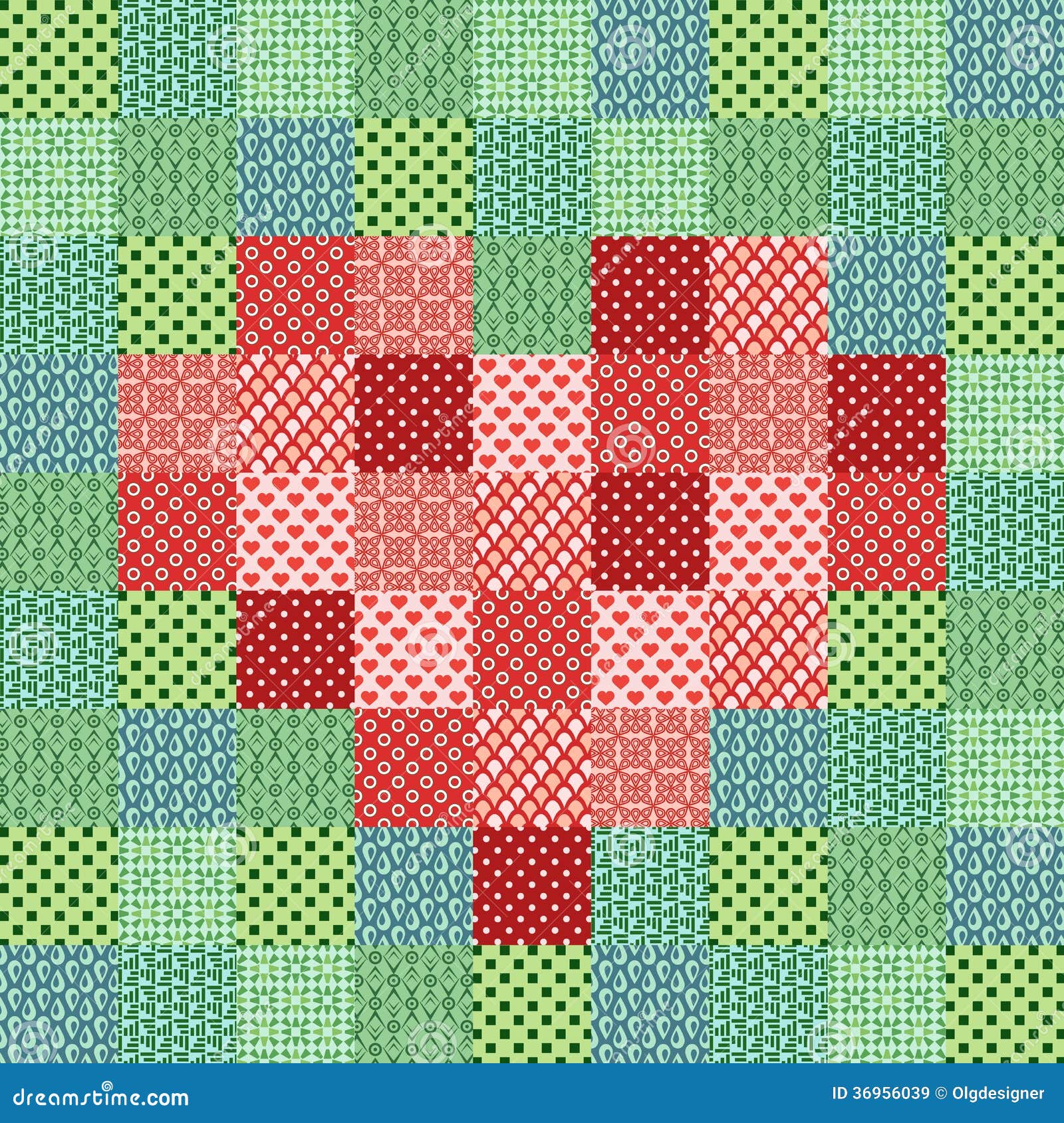 Patchwork Mosaic with Heart Stock Vector - Illustration of artistic ...
