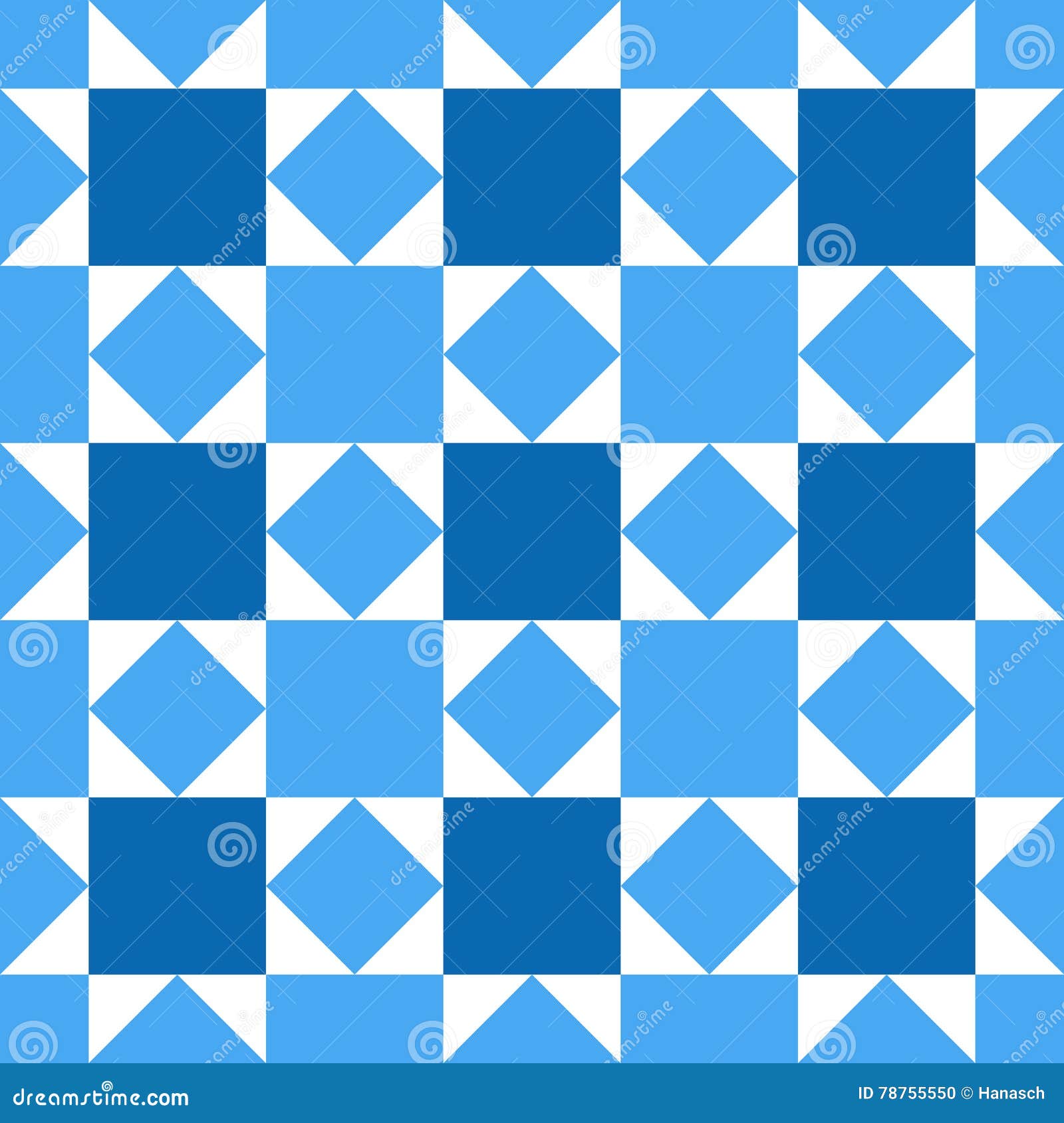 Patchwork Mosaic Pattern in Blue Stock Illustration - Illustration of ...