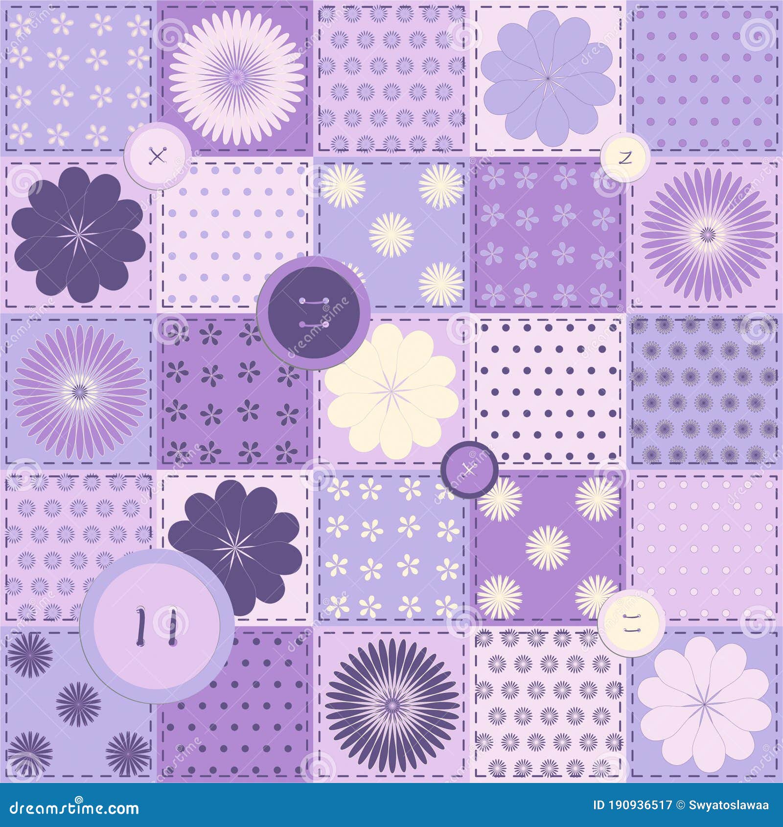 Patchwork of Patches with Purple-lilac Colors Stock Vector ...