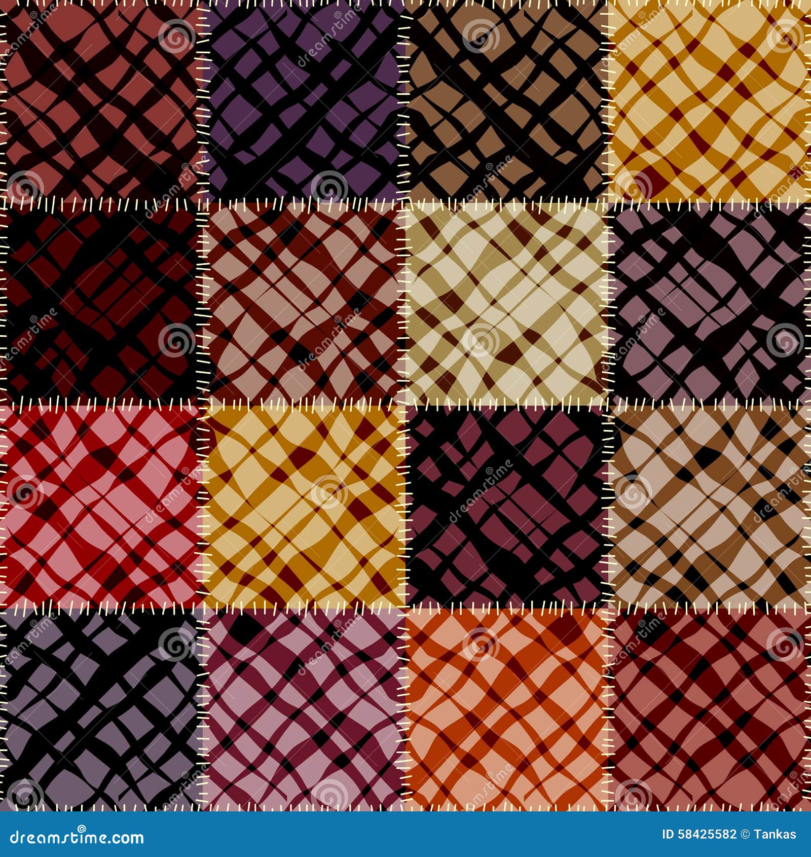 Patchwork Pattern with Abstract Diagonal Waves Stock Vector ...