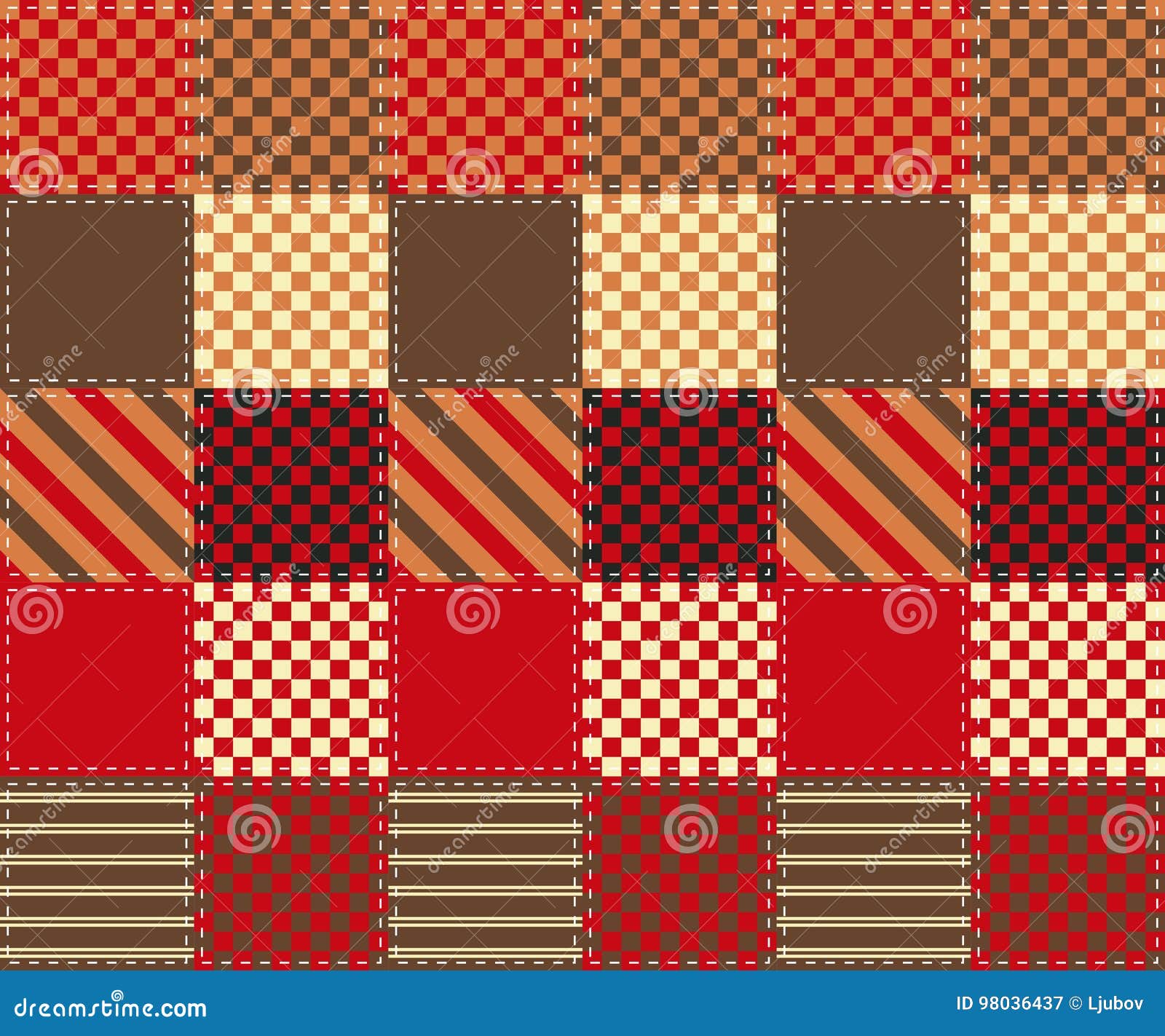 Patchwork Pattern of Colorful Squares with Simple Geometric Ornaments ...