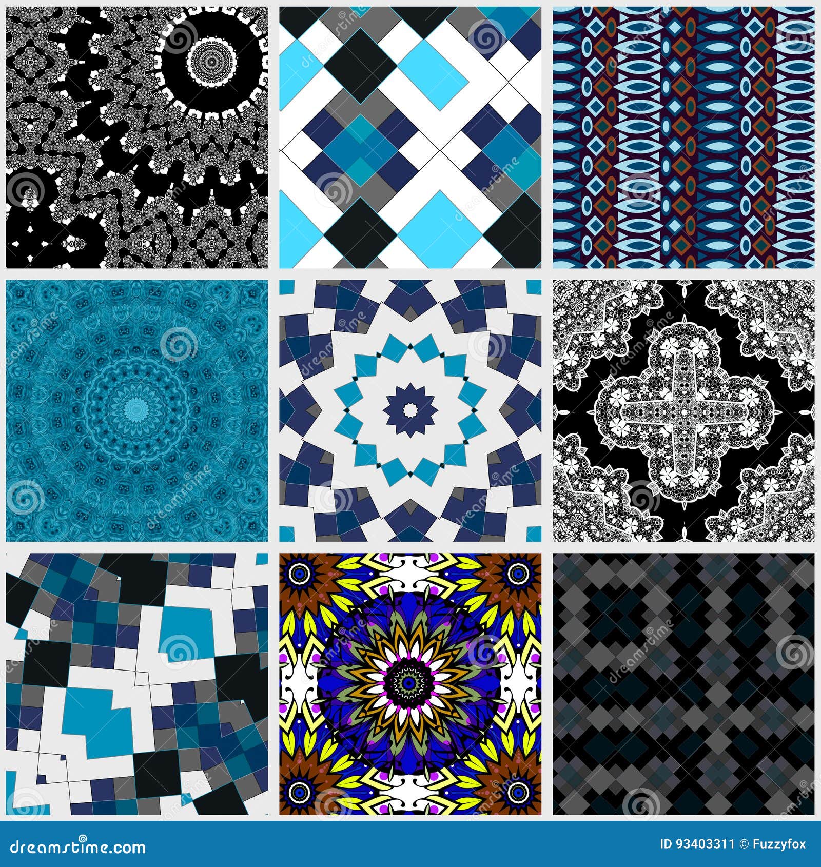Patchwork Pattern Design in Boho Style Stock Illustration ...