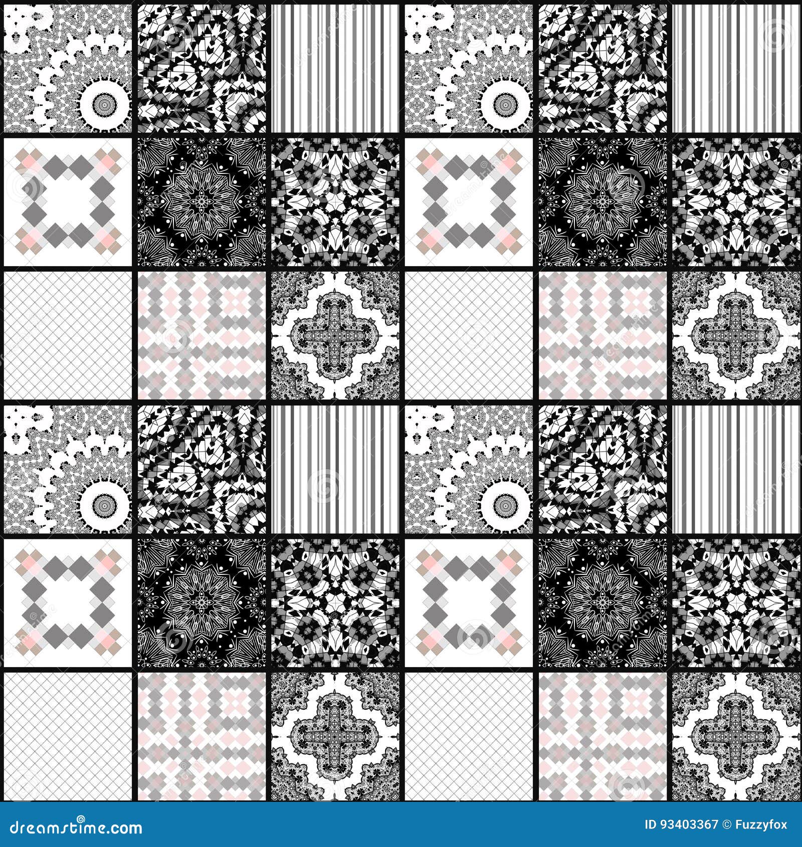 Patchwork Pattern Design in Retro Style Stock Illustration ...